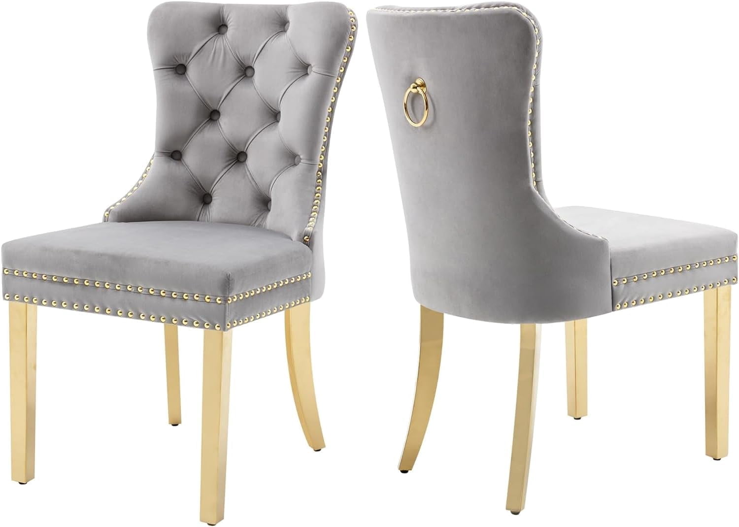 Westice Dining Room Chairs Set of 2, Tufted Velvet Chairs with Golden ...