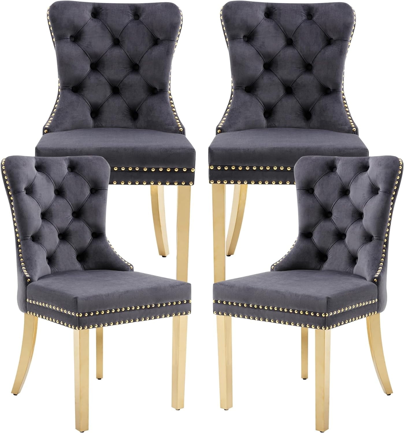 Westice Dining Room Chairs Set of 4, Tufted Velvet Chairs with Golden ...