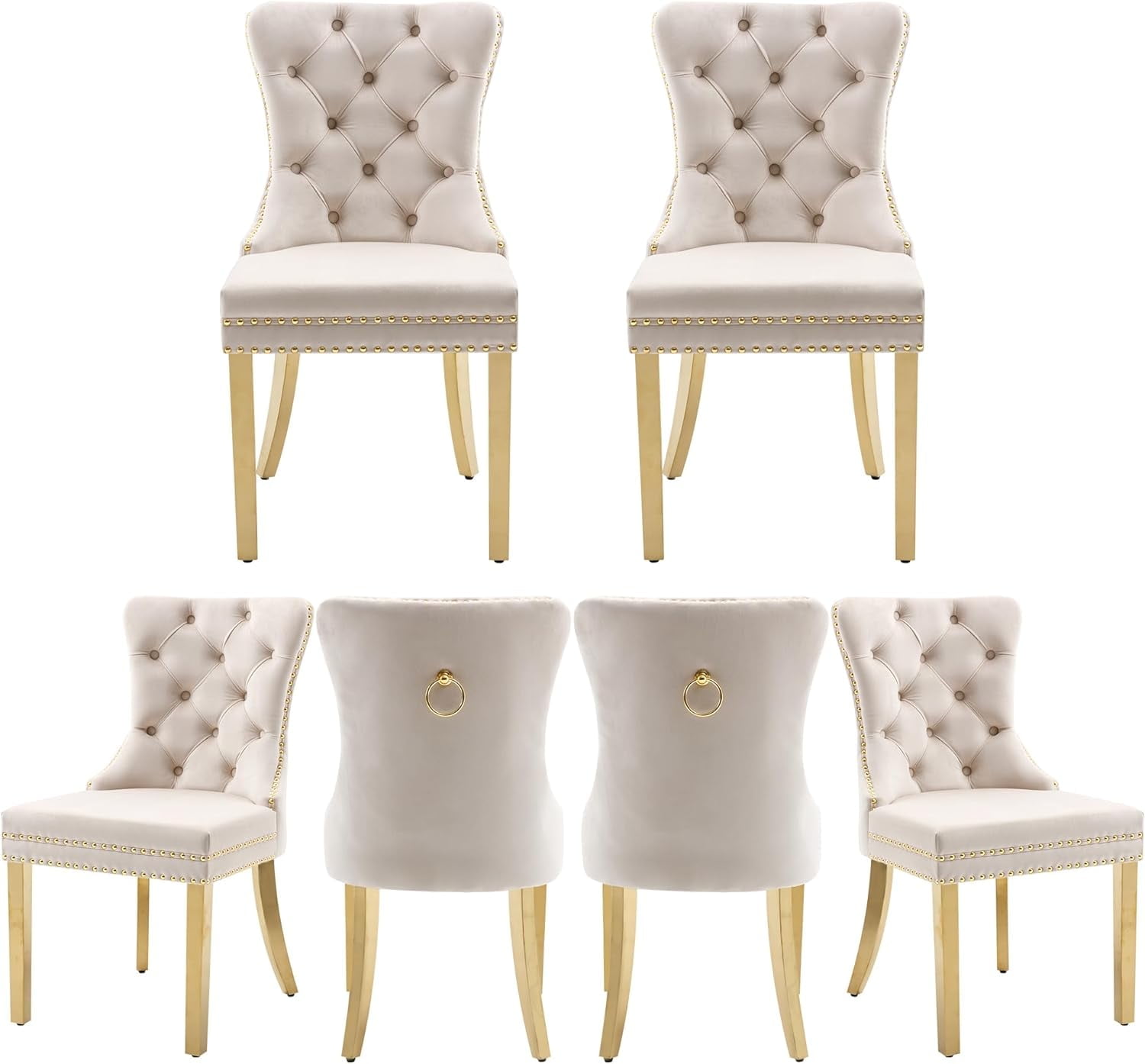 Westice Dining Room Chairs Set of 6, Tufted Velvet Chairs with Golden ...