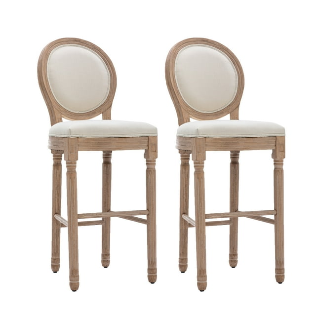 Westice French Country Bar Stools Set of 2 with Upholstered Seating 29 ...