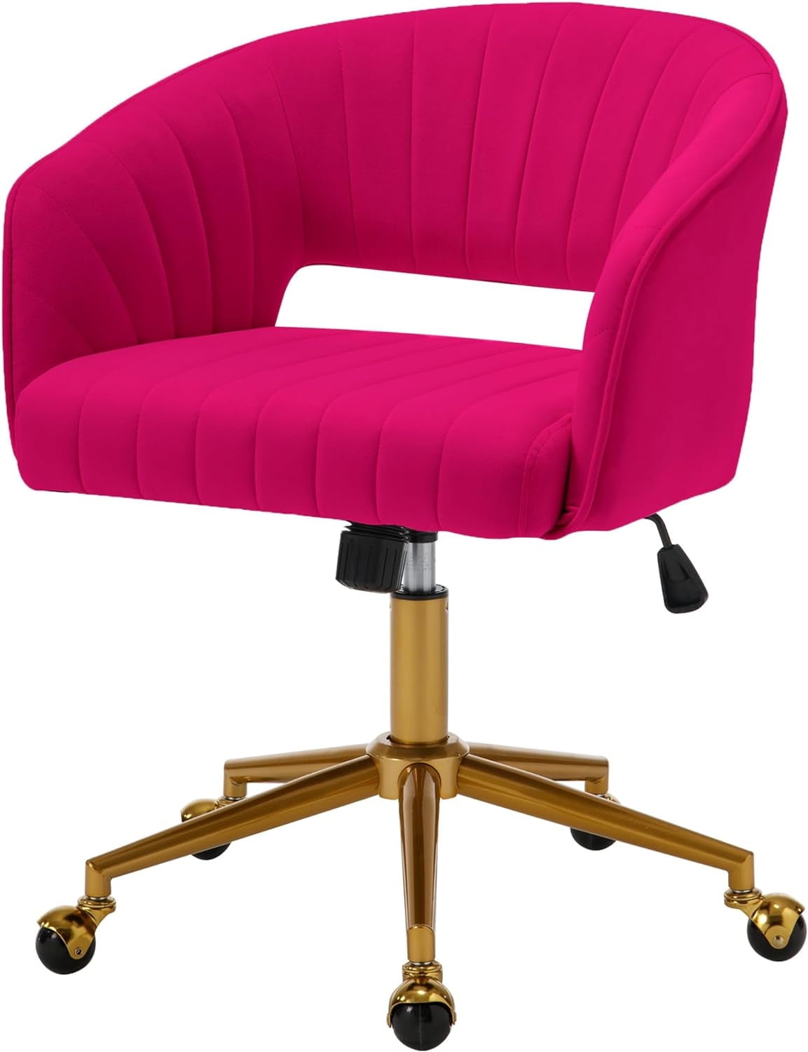 Westice Hot Pink, Velvet Task Chair, Adjustable & Swivel, Golden Base ...