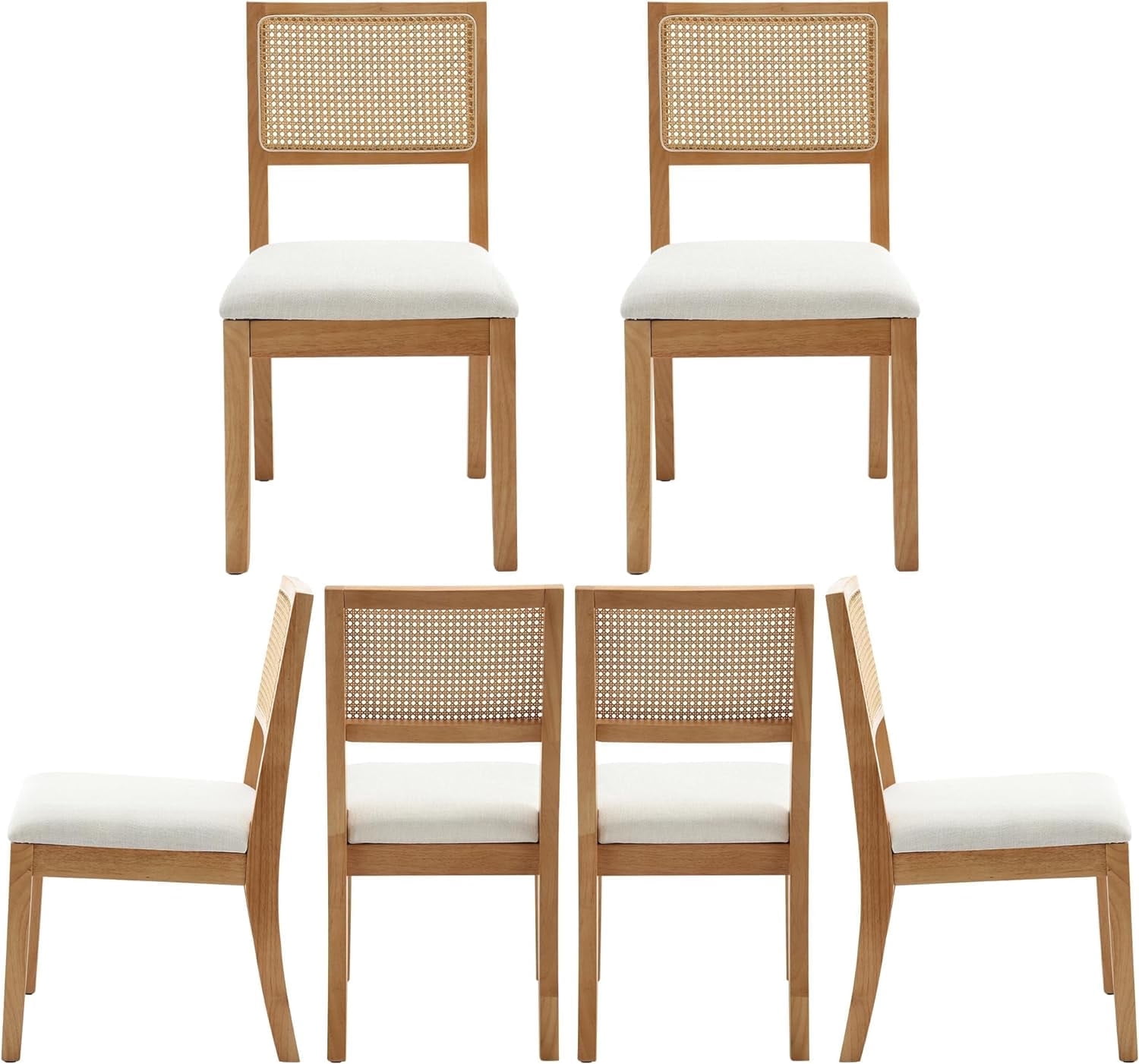 Westice Rattan Dining Chairs Set of 6, Farmhouse Style, Solid Wood ...