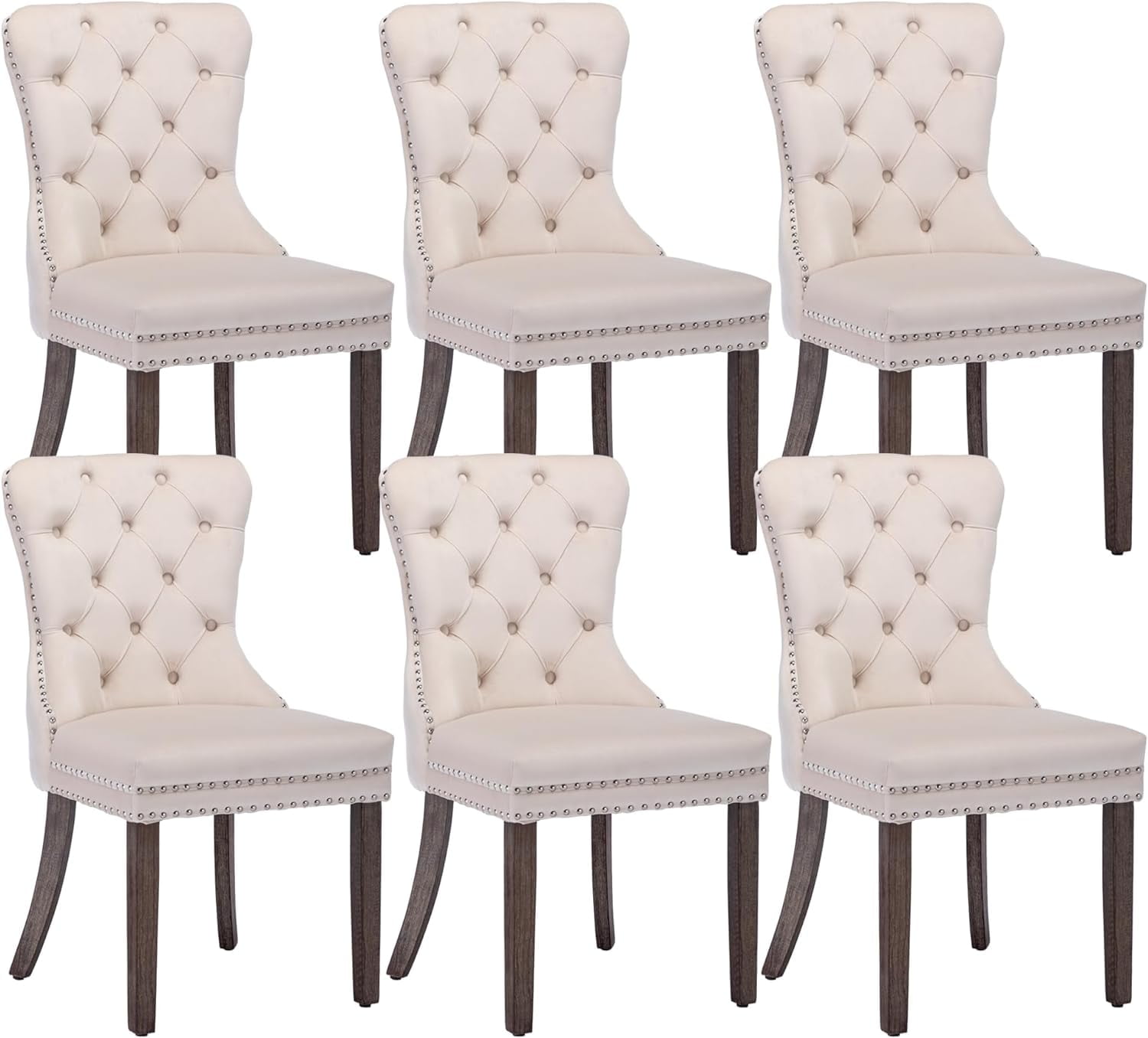 Westice Velvet Upholstered Formal Dining Chairs Set of 6, Button Tufted ...