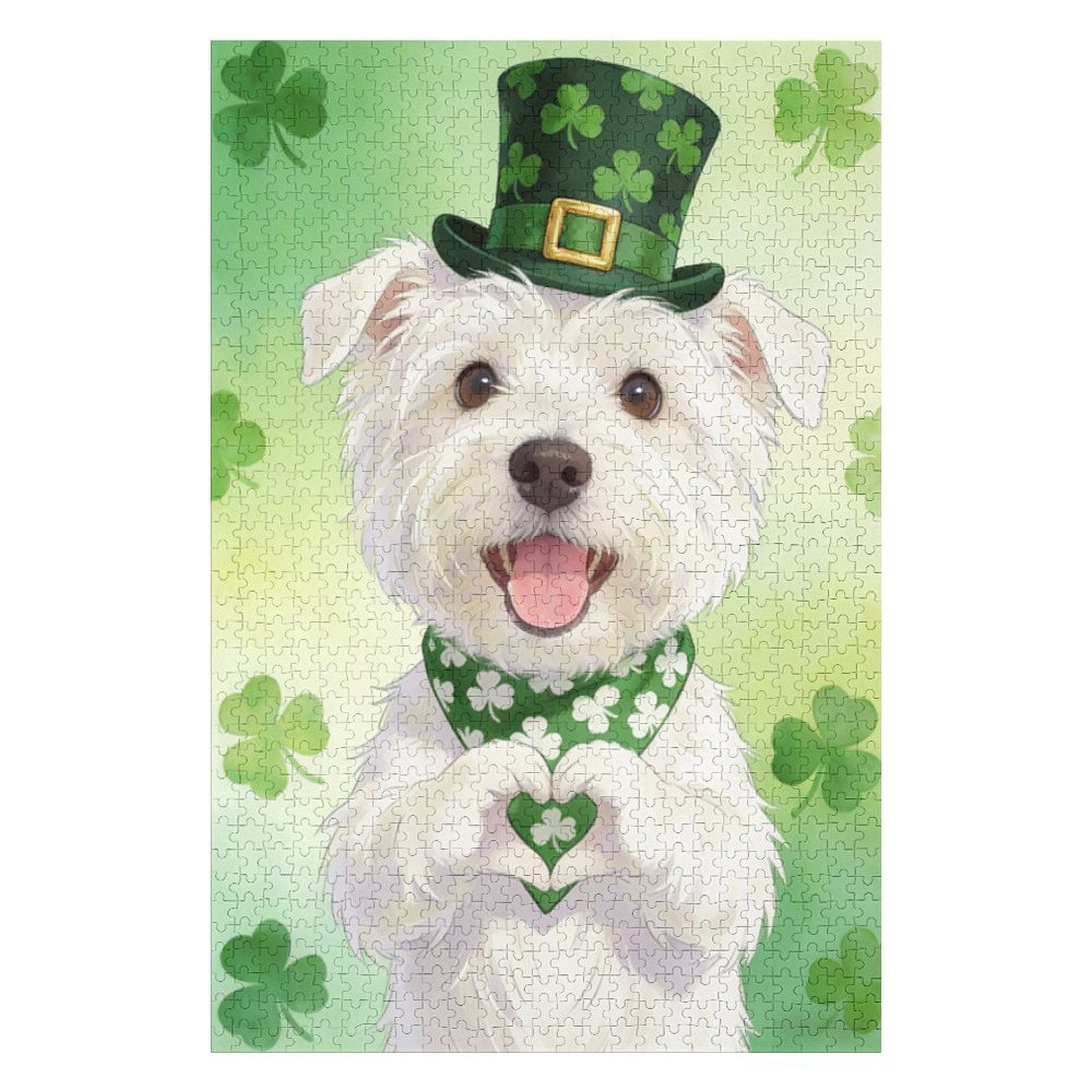 Westie Dog Shamrock 1000 Piece Jigsaw Puzzle for Adults, Saint Patrick ...