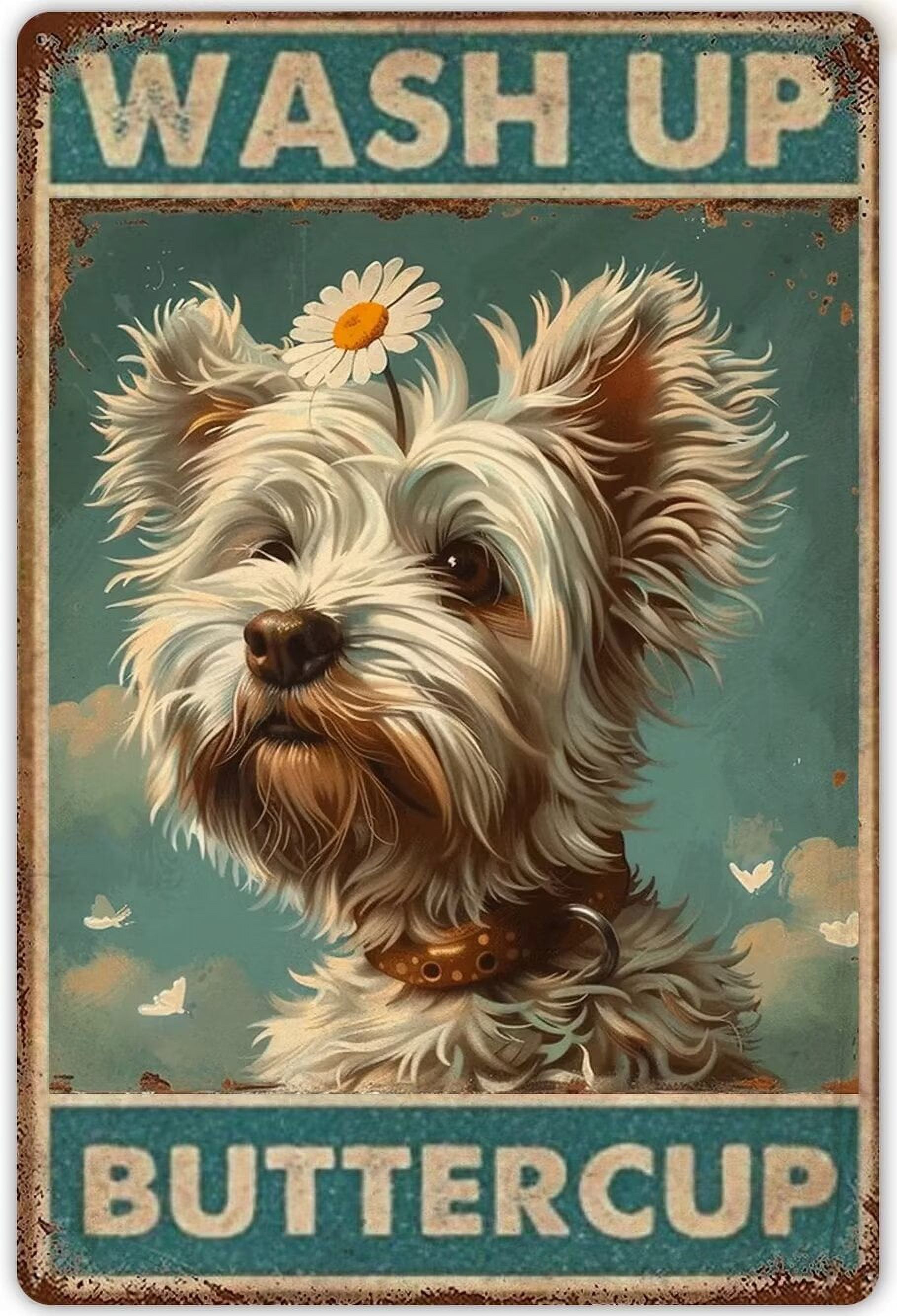 Westie Funny Bathroom Decor Metal Tin Sign Wash Up Buttercup Dog Poster ...