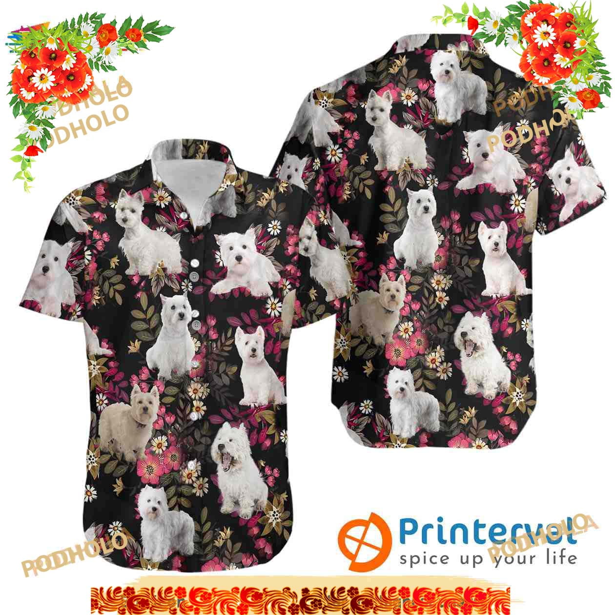 Westie Hawaiian Shirt, Westie Shirt, Westie Tropical Shirt - Walmart.com