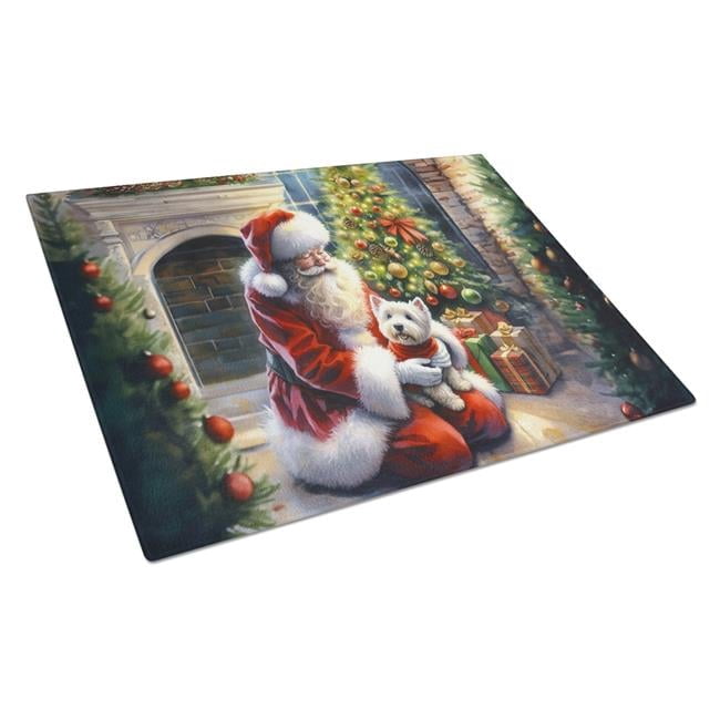 Westie and Santa Claus Glass Cutting Board 12 in x 15 in - Walmart.com