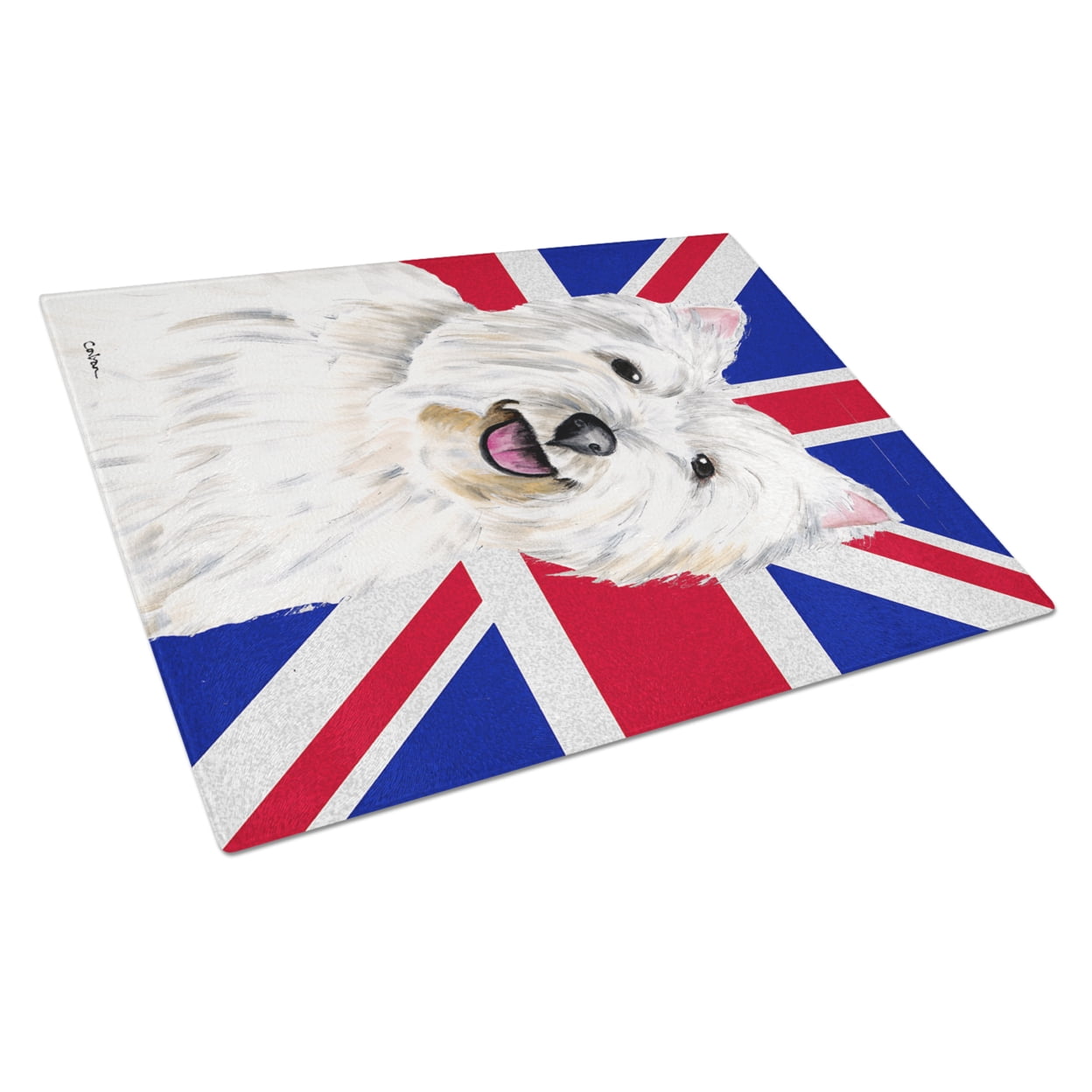 Westie with English Union Jack British Flag Glass Cutting Board Large ...