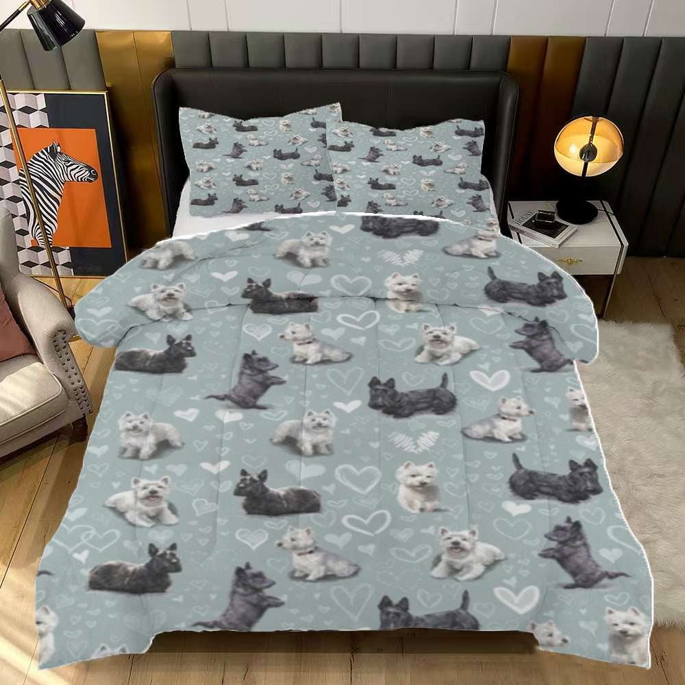 Westies & Scottie Dogs Comforter Set King Size Bedding Set For Travl ...