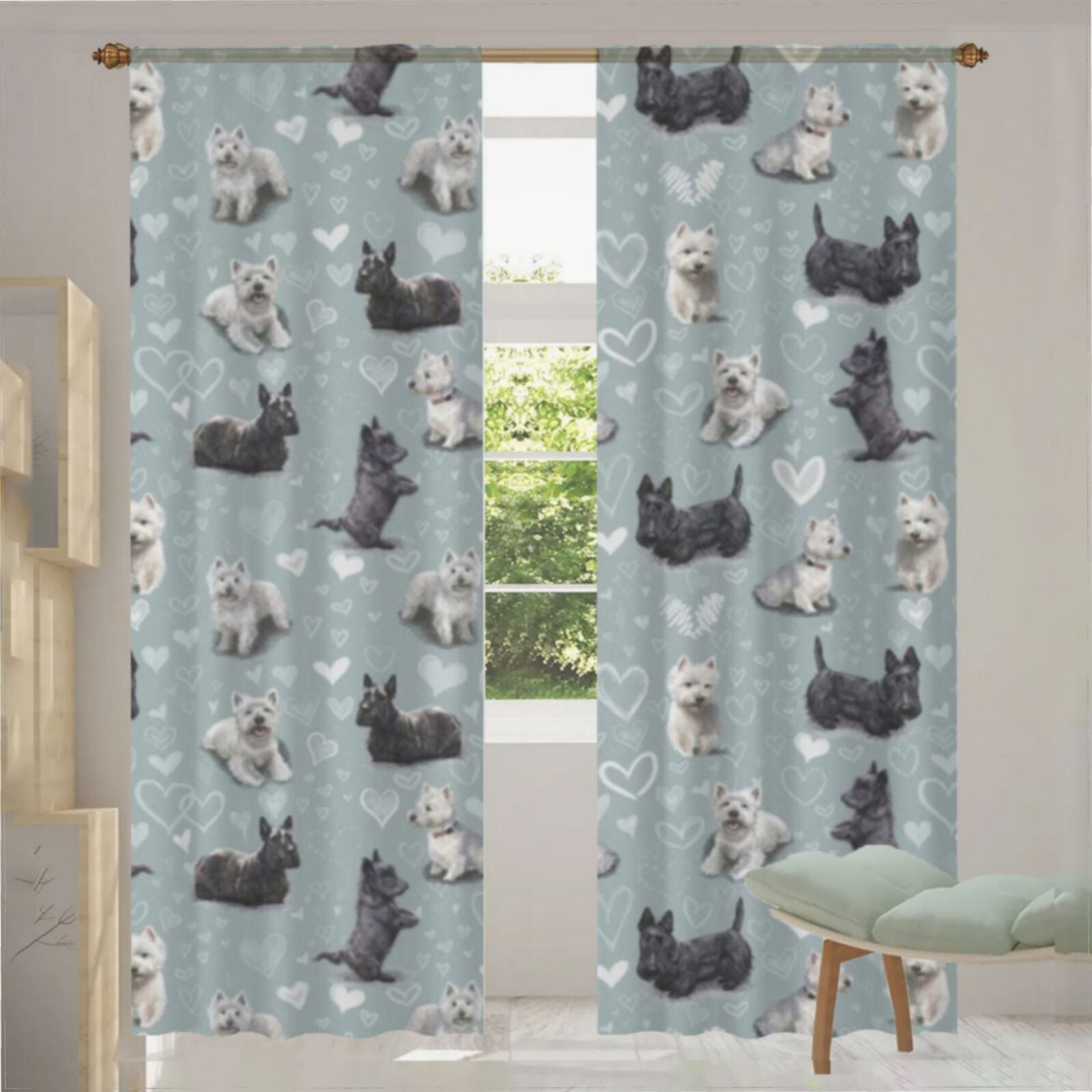 Westies & Scottie Dogs Sheer Window Curtains for Living Room Kitchen ...