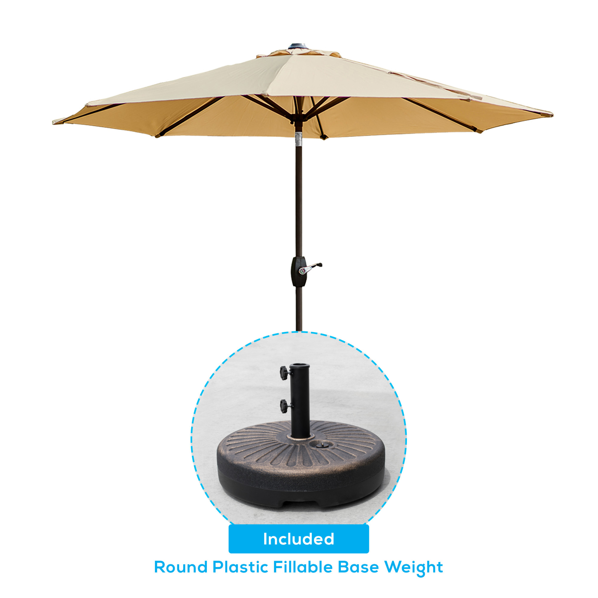 GARDEN 9 Ft Patio Umbrellas w/ Black Round Base Included for Outdoor ...