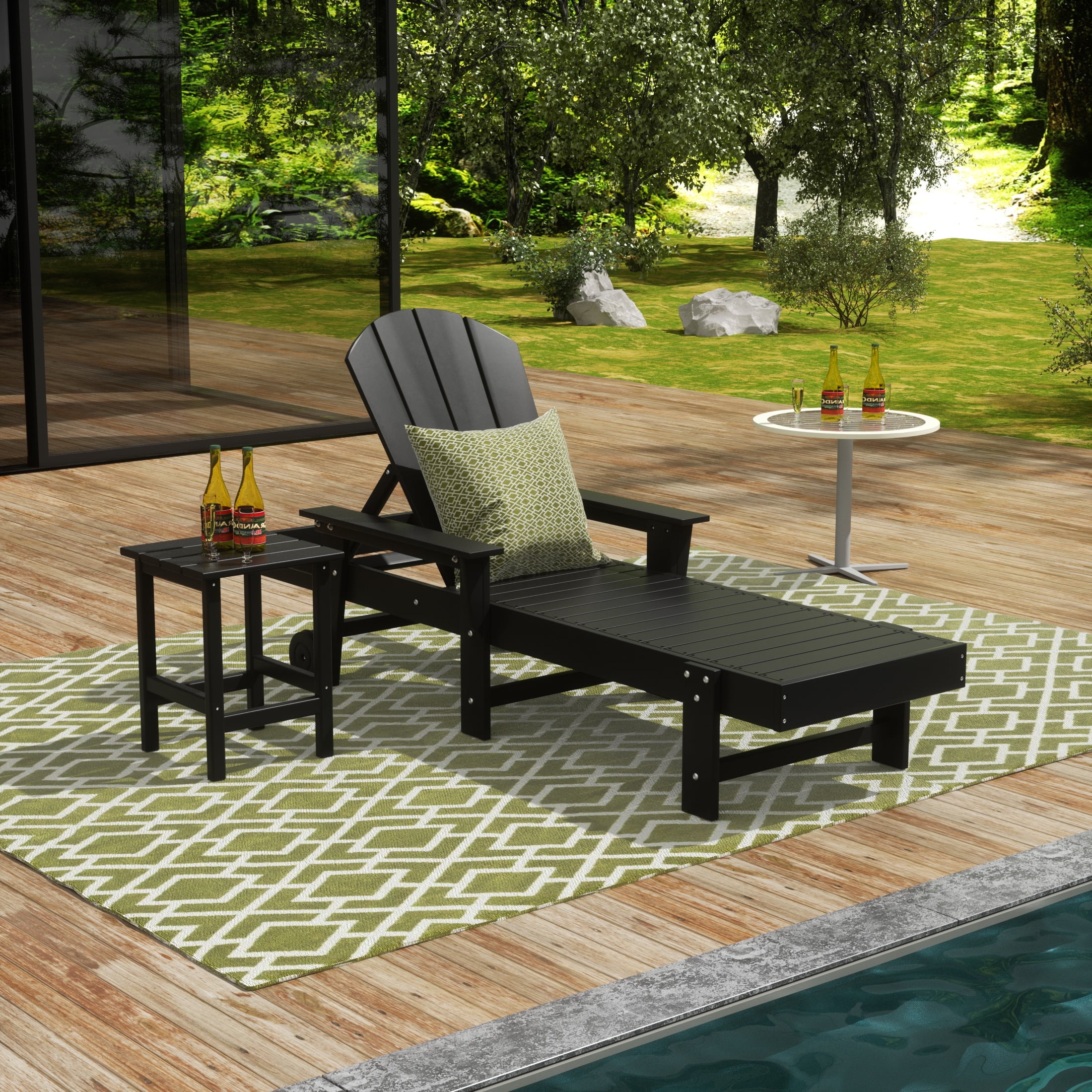 WestinTrends 2 Piece Adirondack Poly Reclining Chaise Lounge With Arms ...