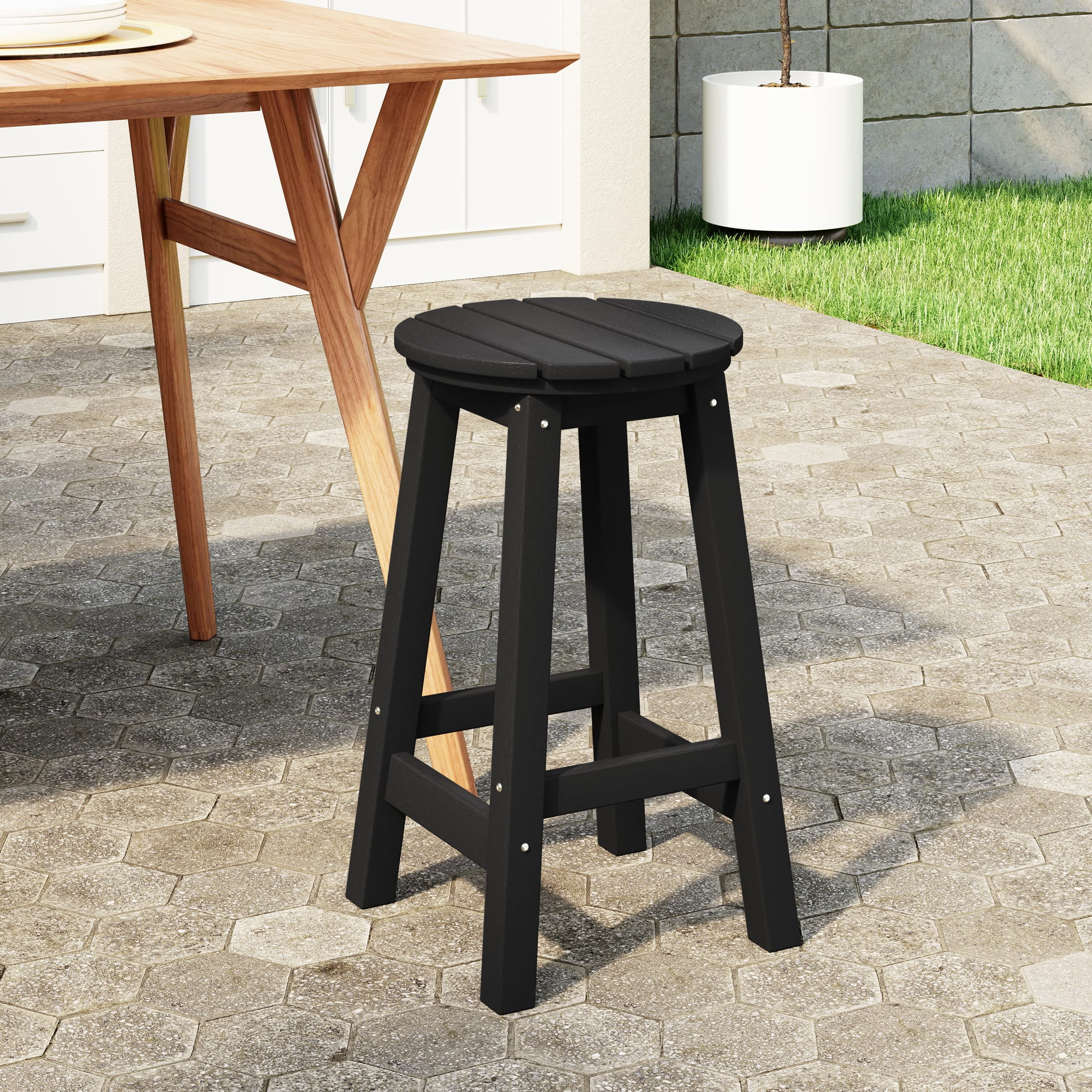 WestinTrends Malibu HDPE Outdoor Patio 24" Counter Stool Saddle Seat ...