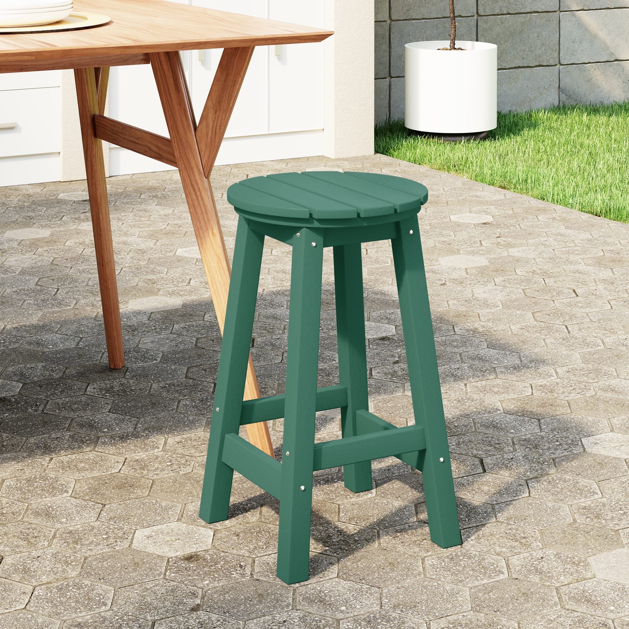 WestinTrends Malibu 24" HDPE Outdoor Patio Round Counter Height Bar ...