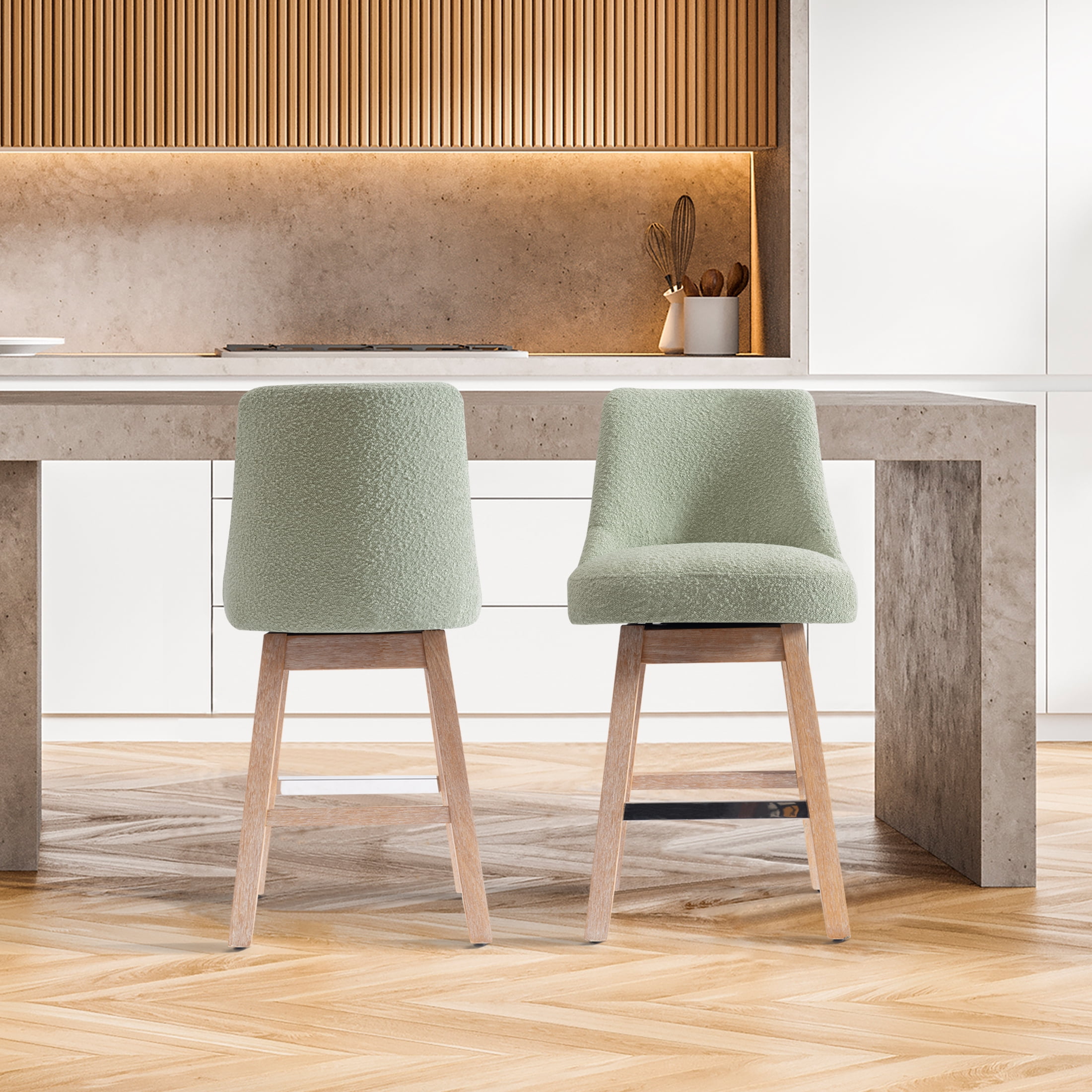 WestinTrends 26" Upholstered Swivel Counter Height Bar Stools (Set of 2 ...