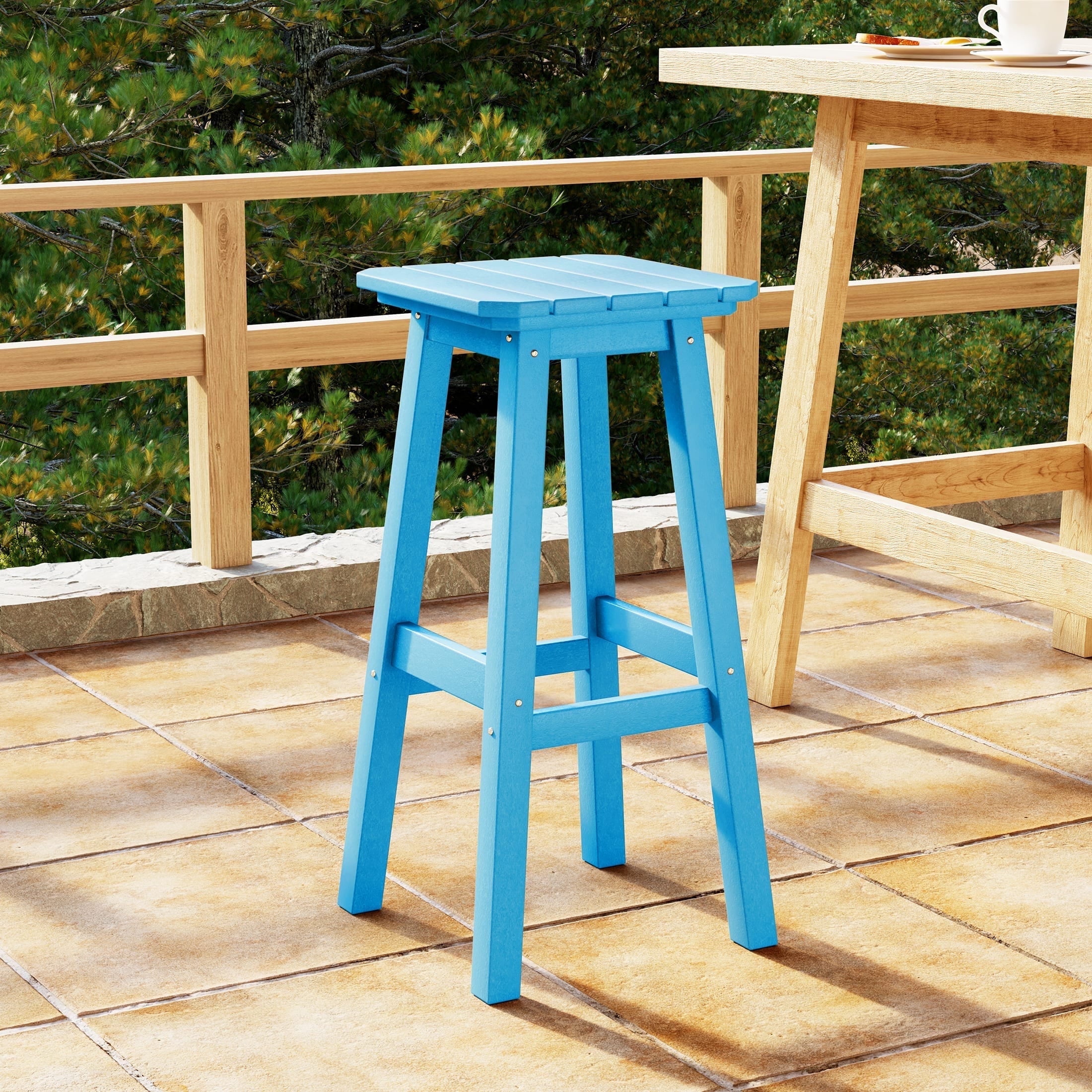 WestinTrends 29" HDPE Outdoor Patio Square Backless Bar Stool, Pacific ...