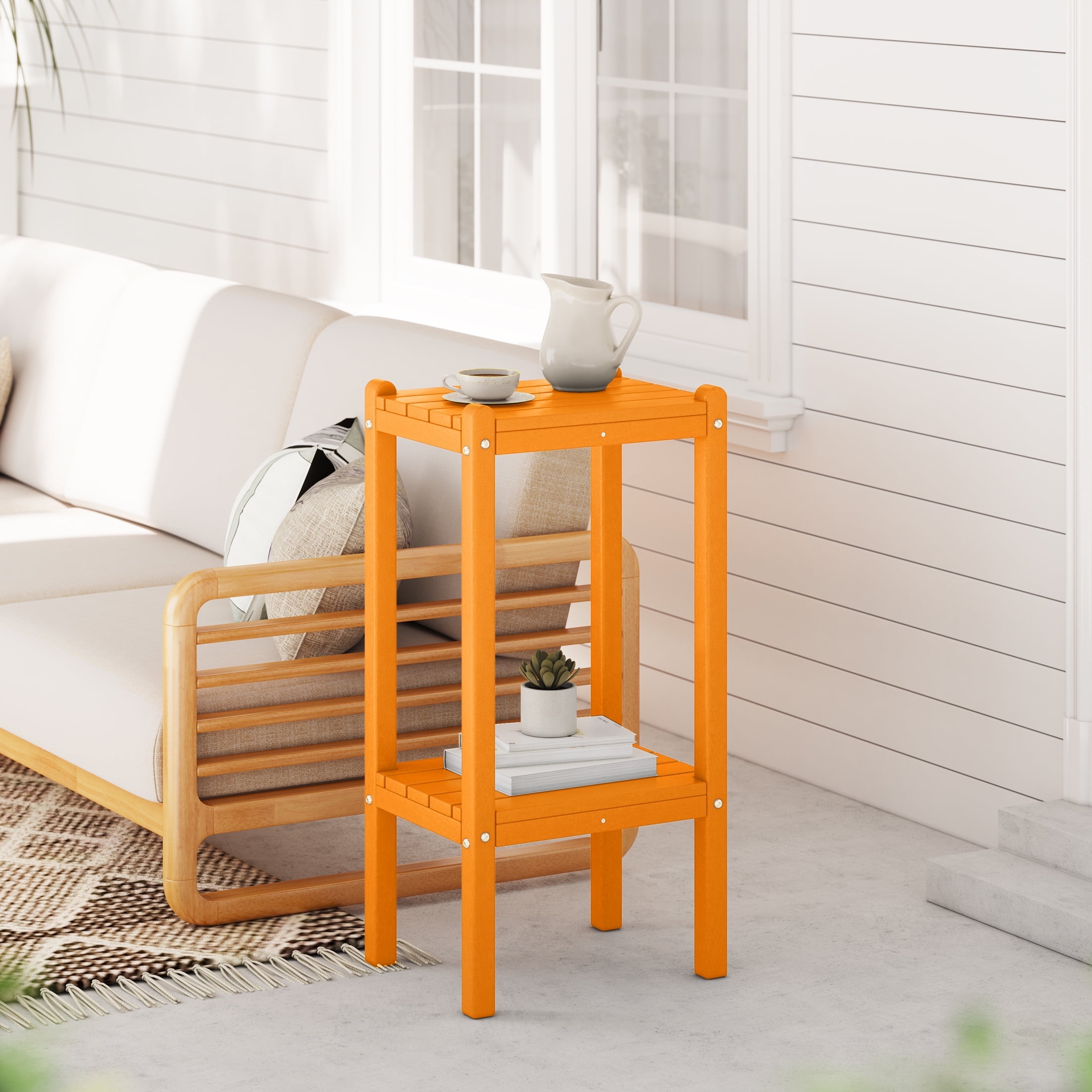 WestinTrends 36" Outdoor Adirondack HDPE 2-Tier Patio Side Table ...