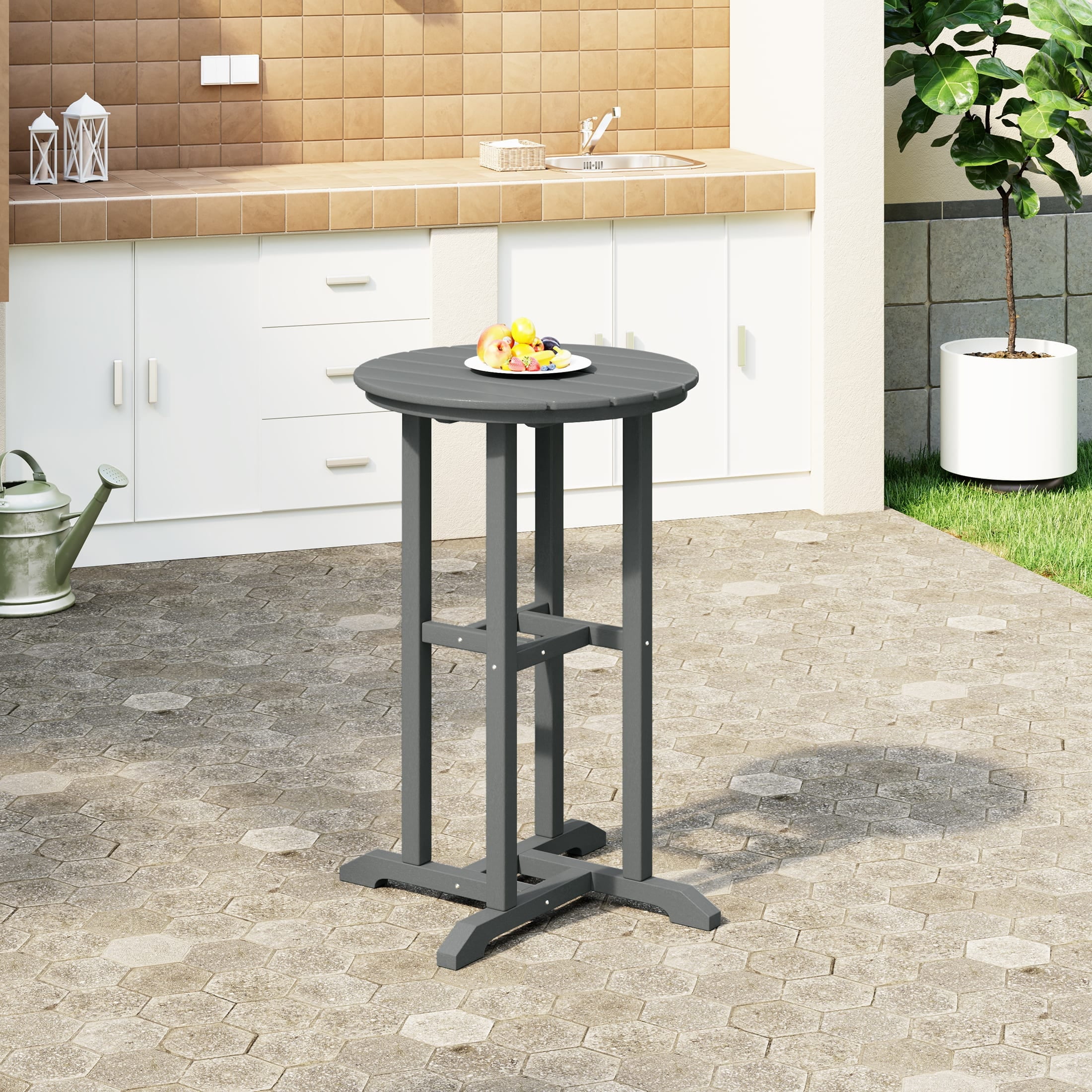 WestinTrends Outdoor 37" Counter Height HDPE Outdoo Bistro Bar Table ...