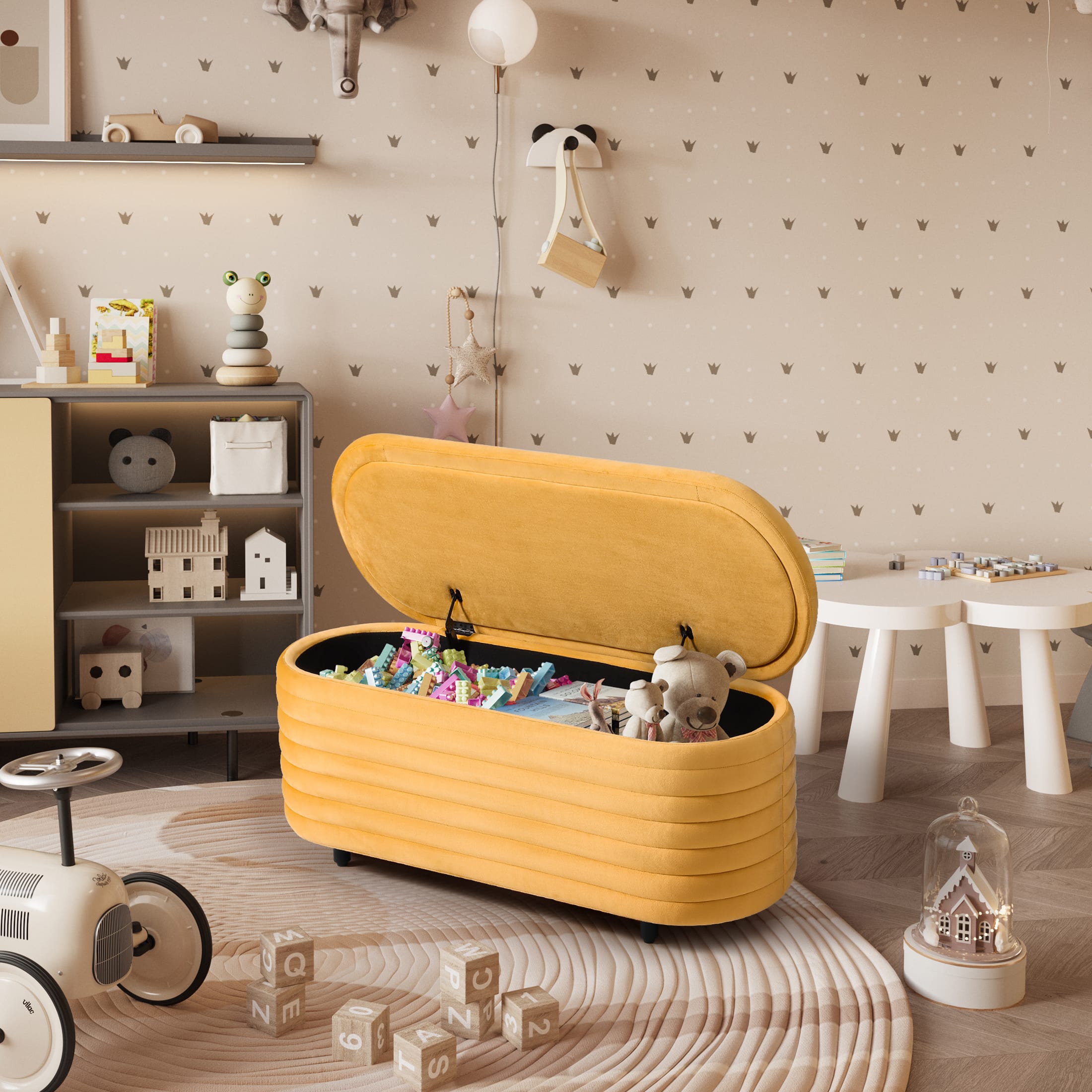 WestinTrends 42" Wide Mid-Century Modern Upholstered Velvet Tufted Oval ...