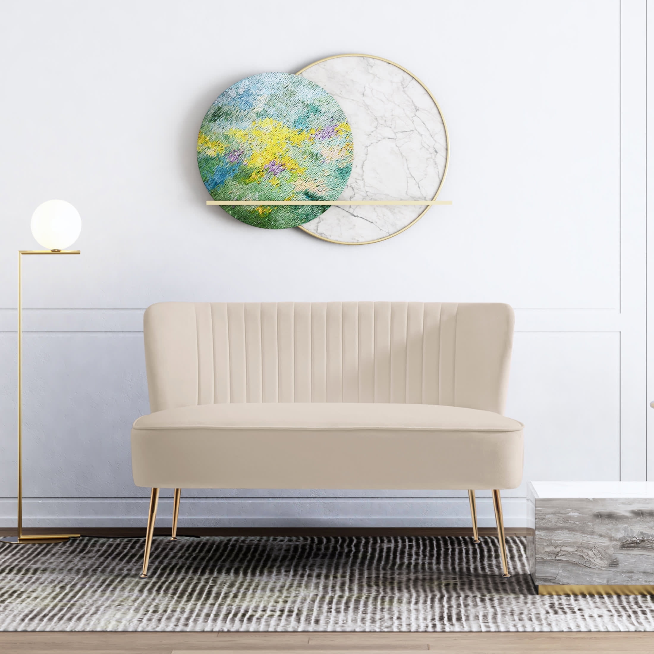 "WestinTrends 46"" Wide Modern Velvet Love Seat Couch for Small Living ...