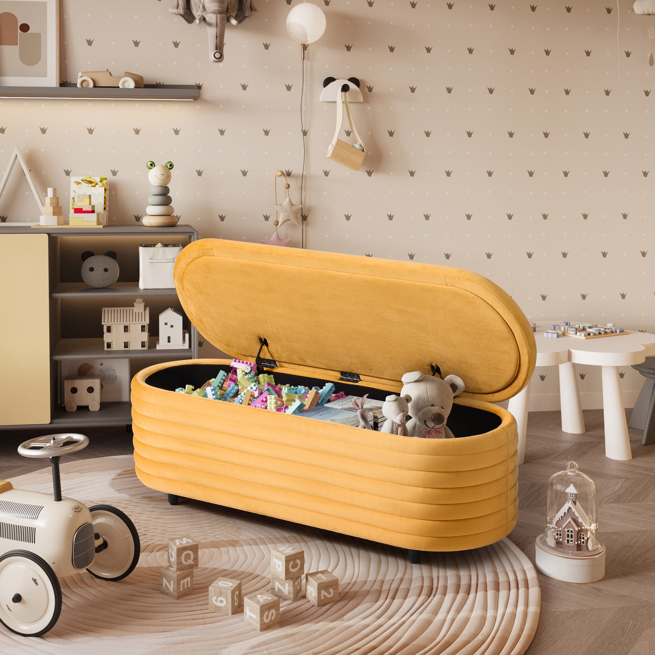 WestinTrends 54" Wide Mid-Century Modern Upholstered Velvet Tufted Oval ...