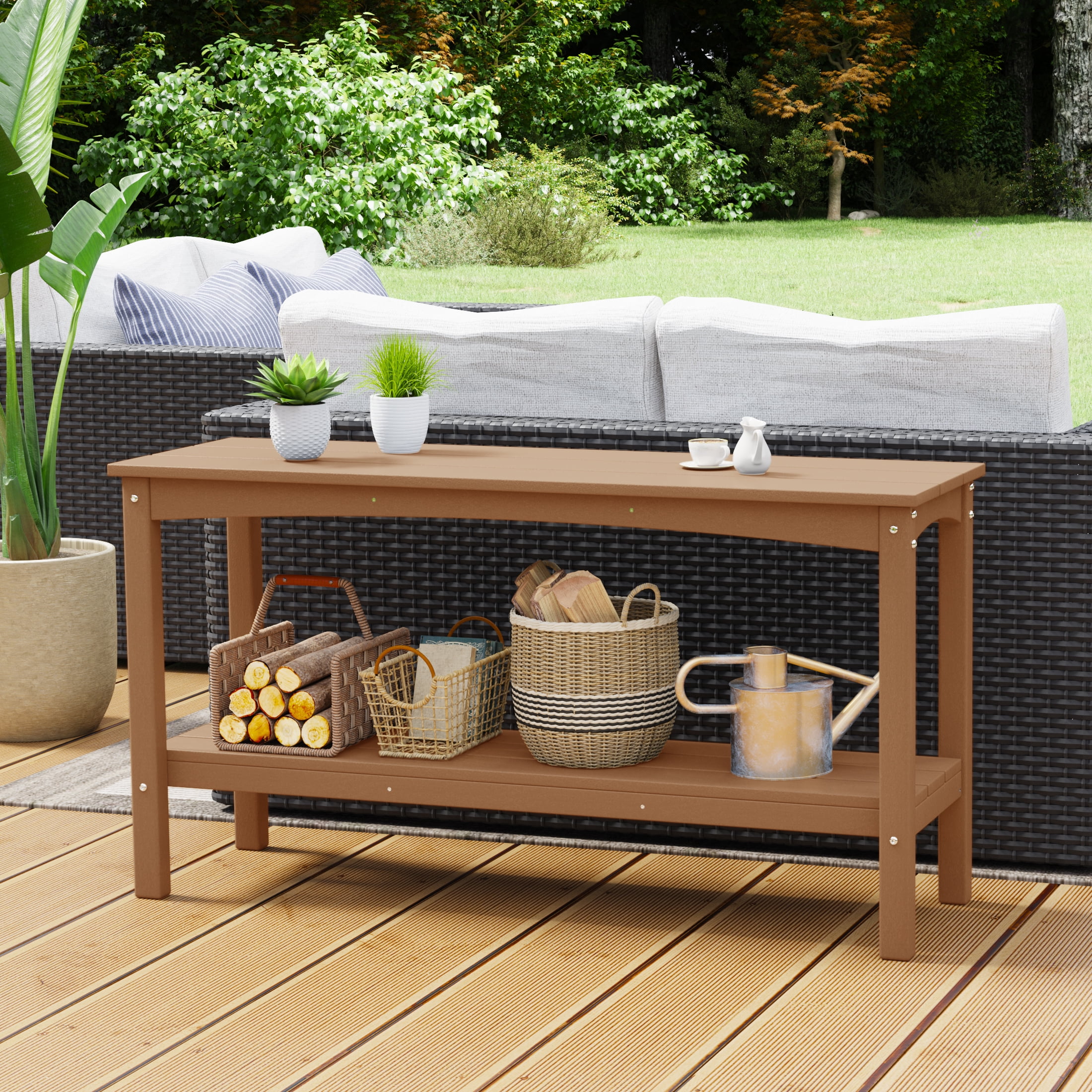 Tortuga Outdoor Jakarta Teak Dubai Patio Console Table - Walmart.com