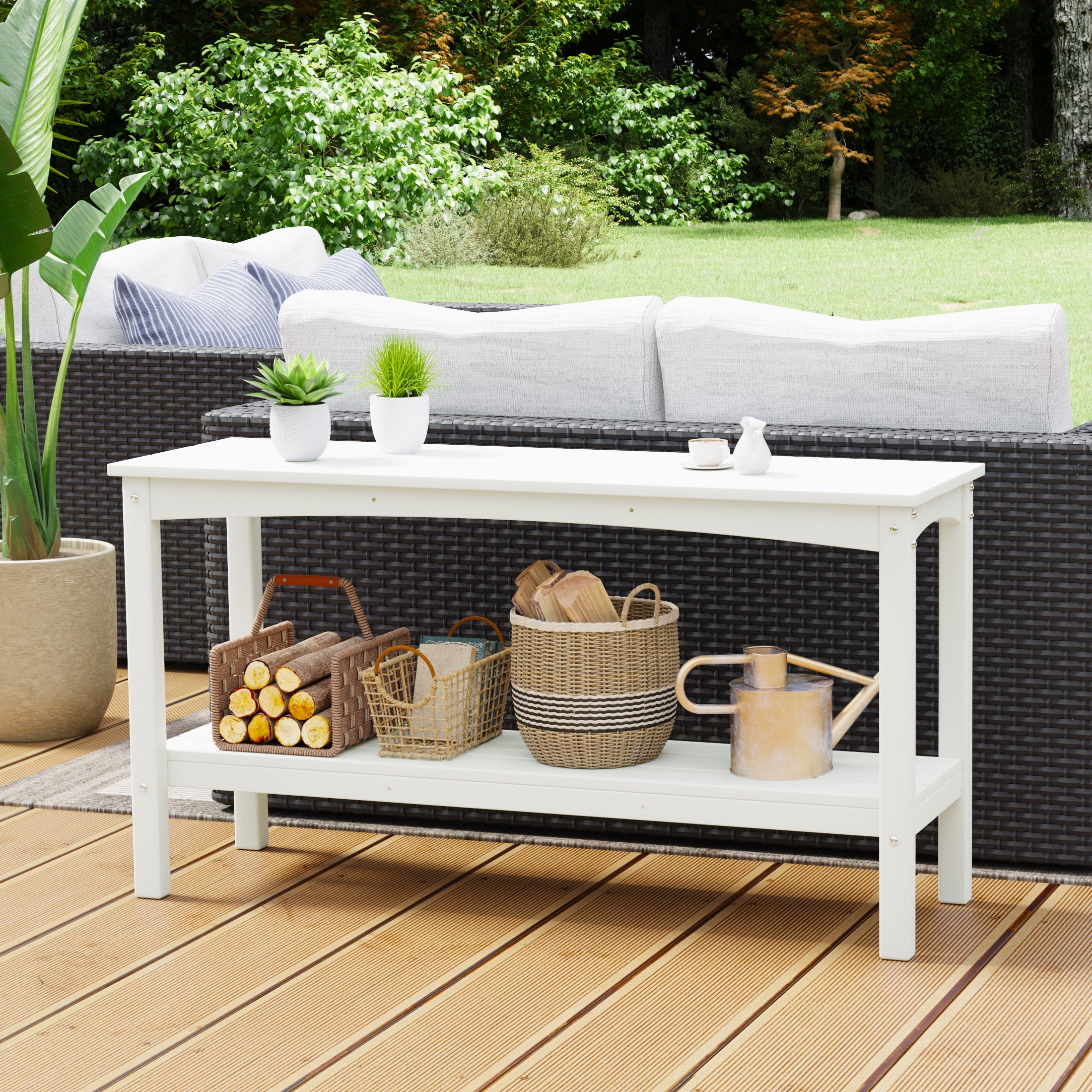 WestinTrends 55" Outdoor Patio HDPE Adirondack 2-Tier Shelf Console ...