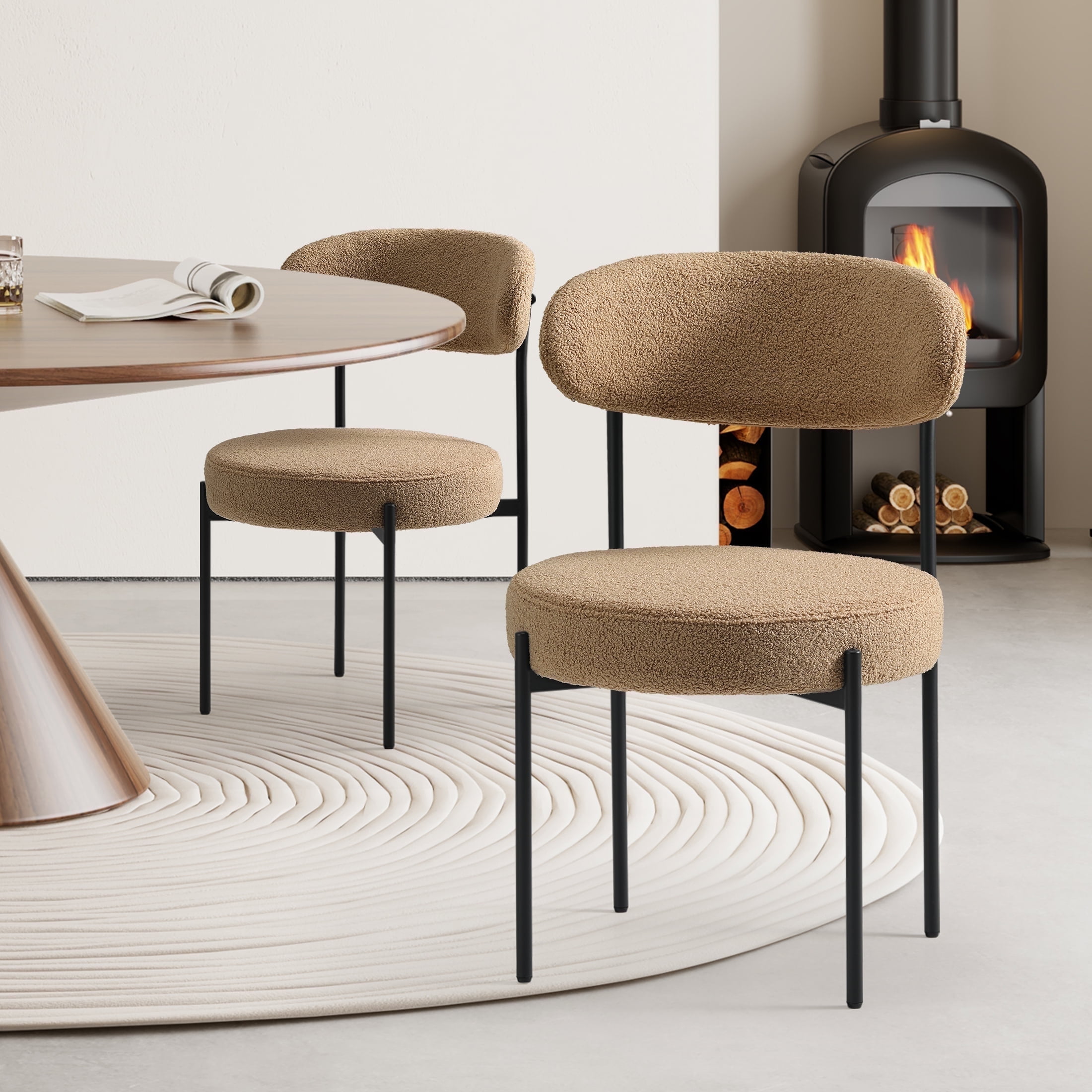 WestinTrends Alexandria Mid-Century Modern Upholstered Sherpa Round ...