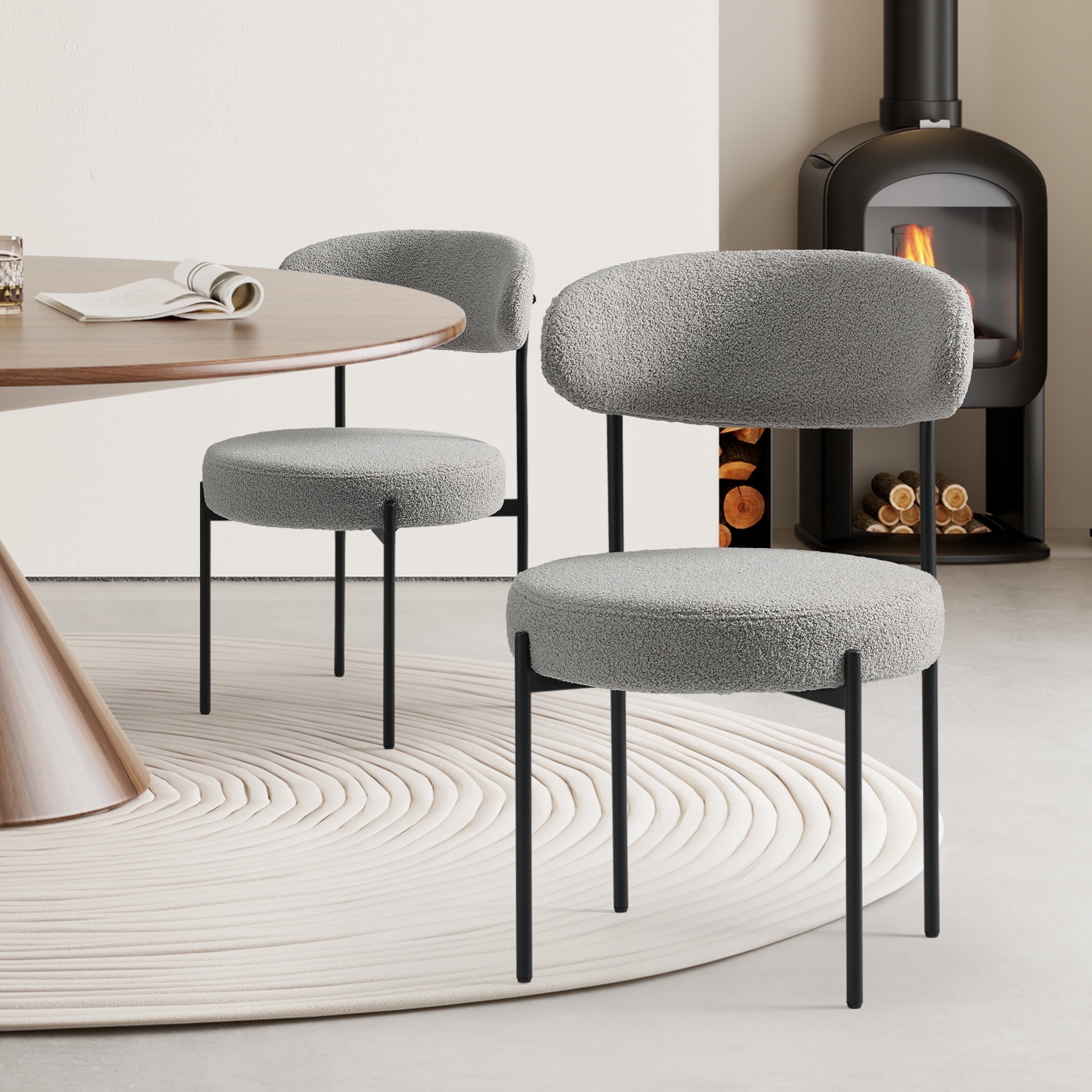 WestinTrends Alexandria Mid-Century Modern Upholstered Sherpa Round ...