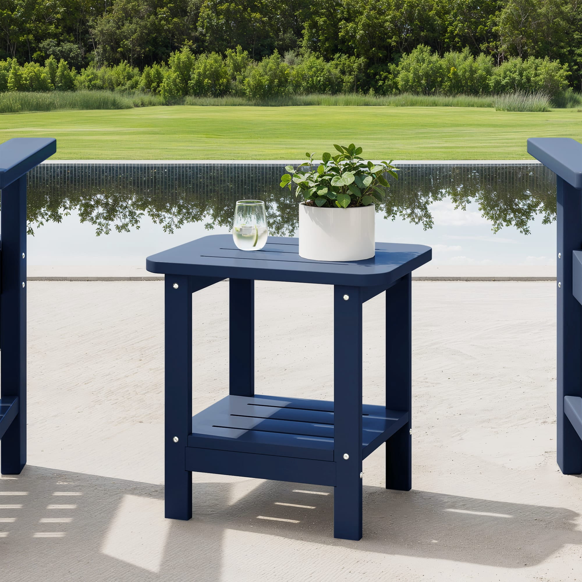 WestinTrends, Outdoor Side Table, Navy Blue, 16.5