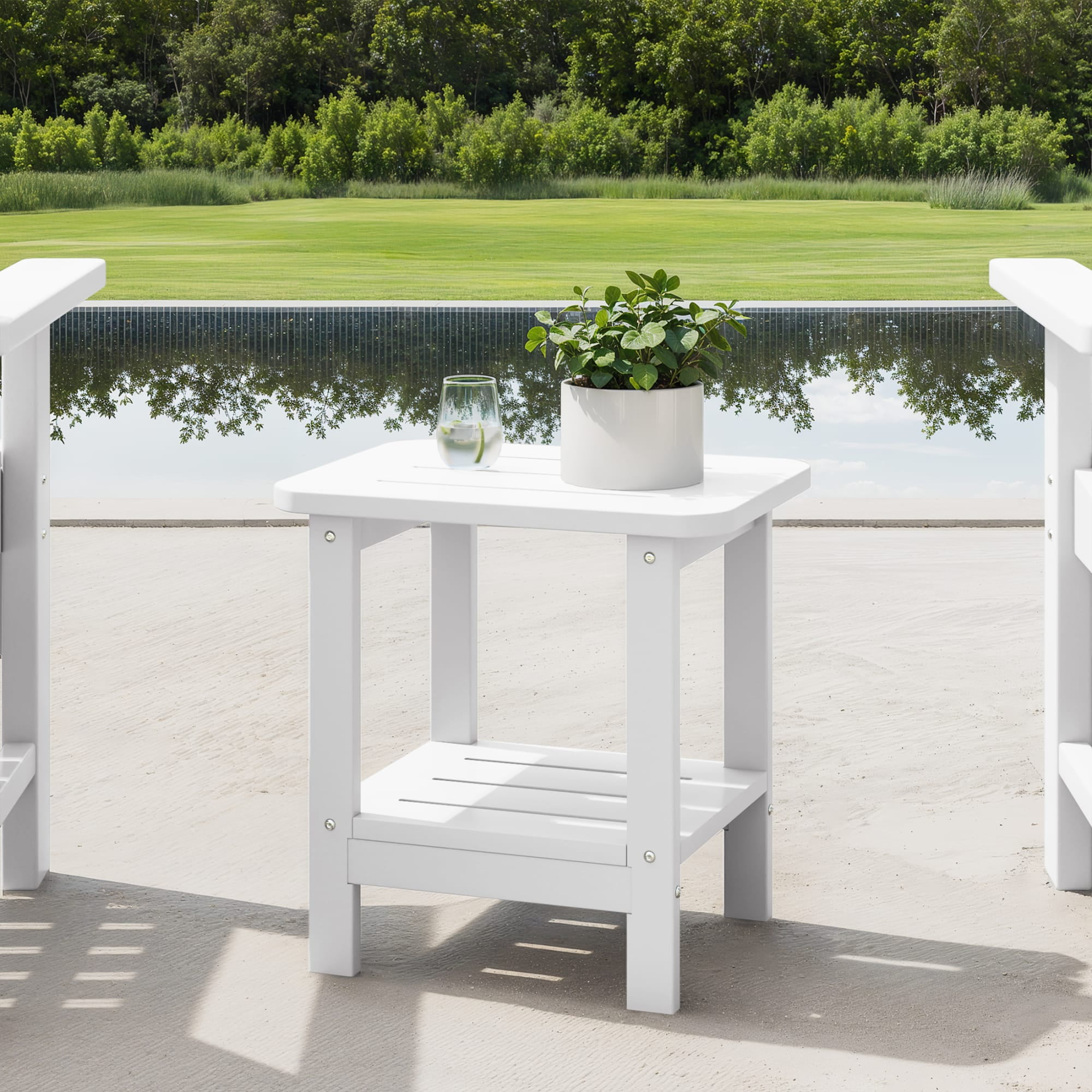 WestinTrends Aruba 2-Tier Outdoor HDPE Modern Adirondack Square Patio ...