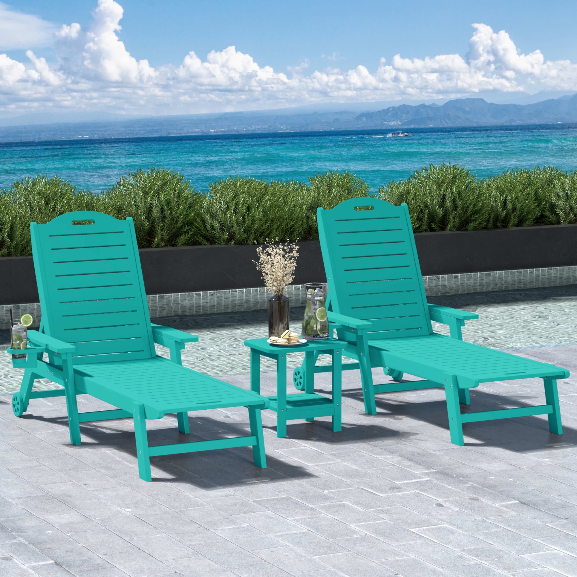 WestinTrends Aruba 3-Piece Outdoor Patio Chaise Lounge Chair with ...