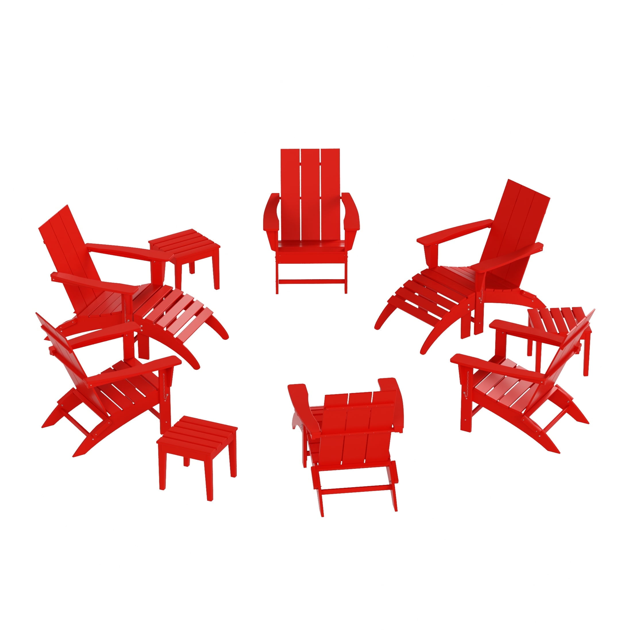 WestinTrends Ashore 12 Pieces Adirondack Chairs Set, All Weather Poly ...