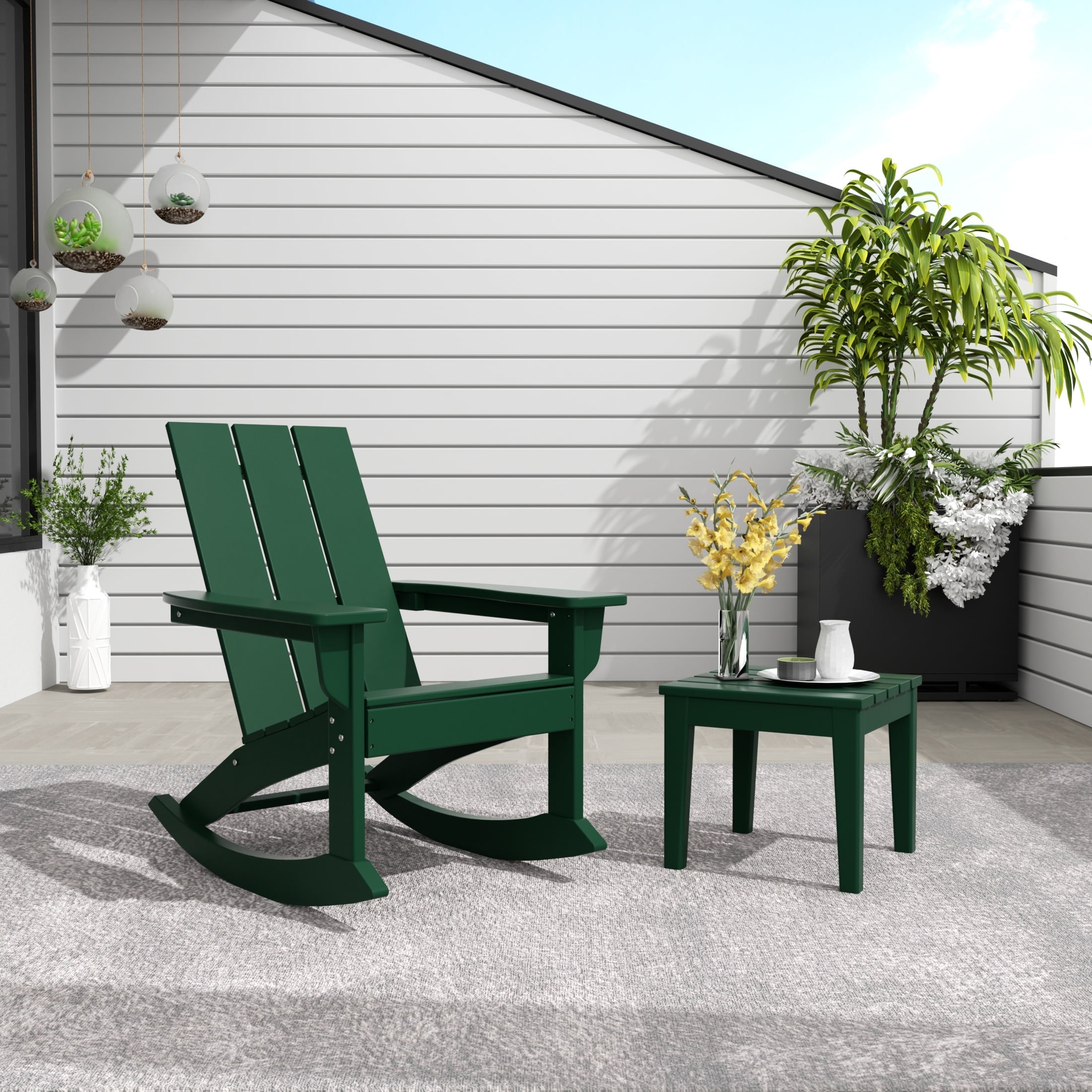 WestinTrends Ashore 2 Piece Patio Rocking Chair Set, All Weather Poly ...