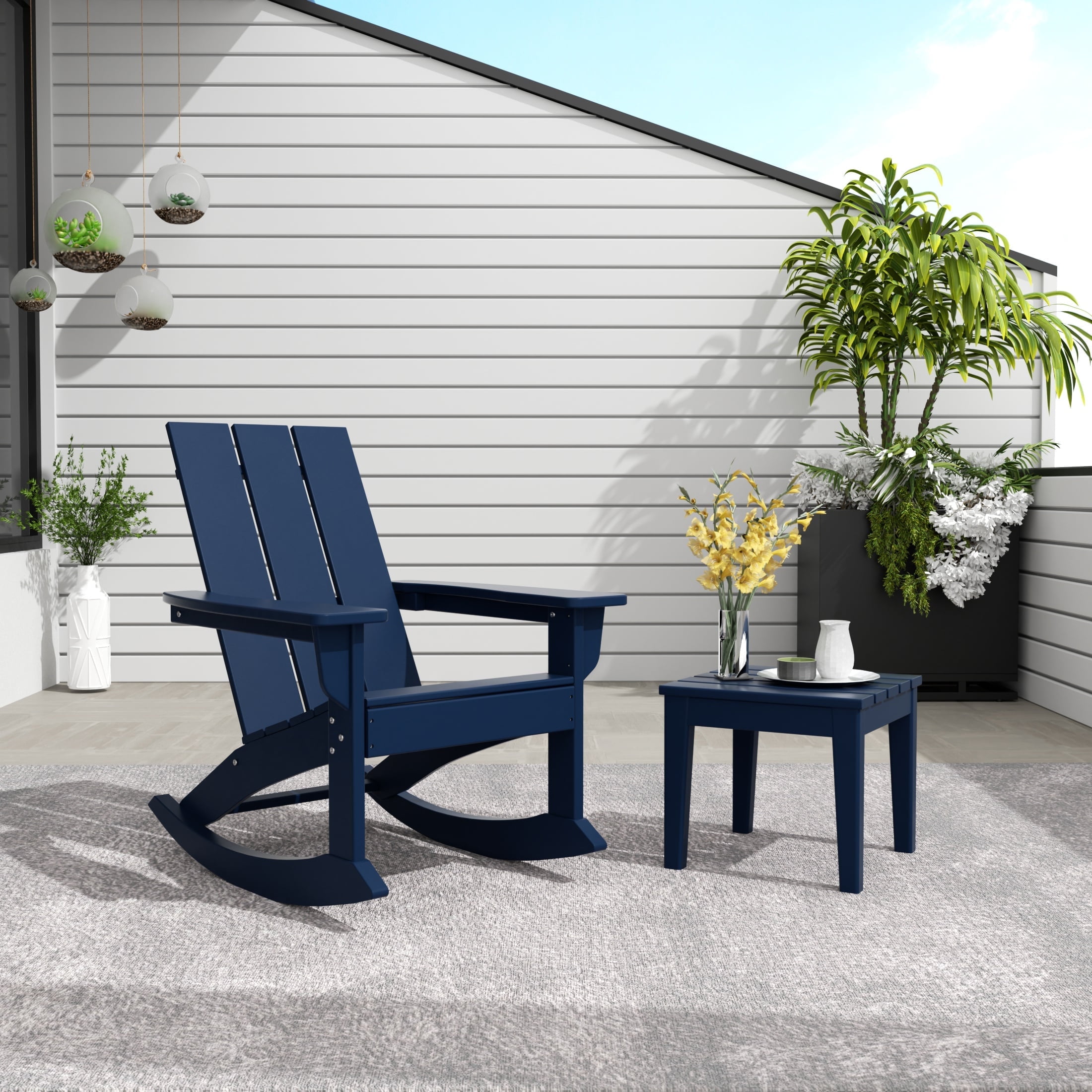 WestinTrends Ashore 2 Piece Patio Rocking Chair Set, All Weather Poly ...