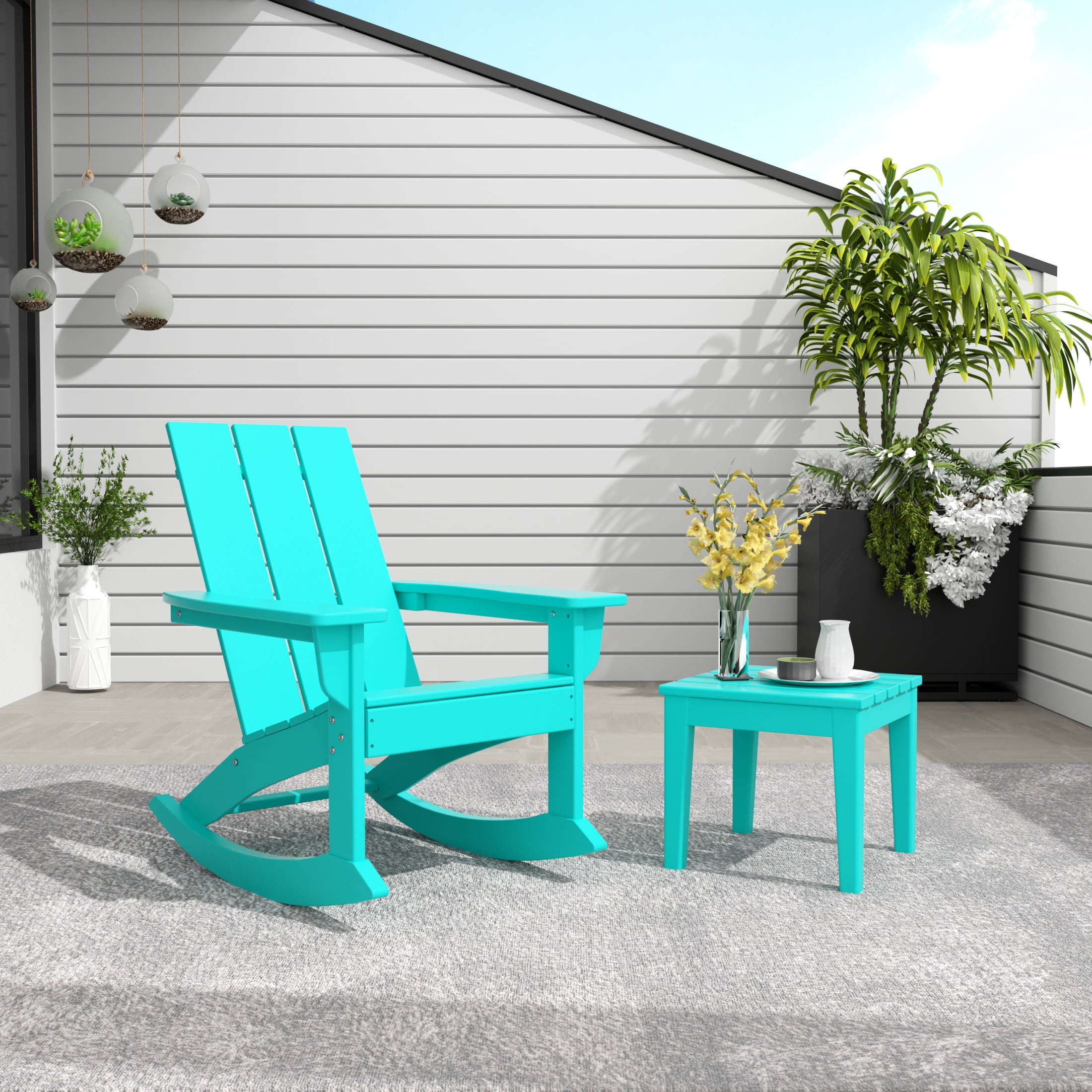 WestinTrends Ashore 2 Piece Patio Rocking Chair Set, All Weather Poly ...