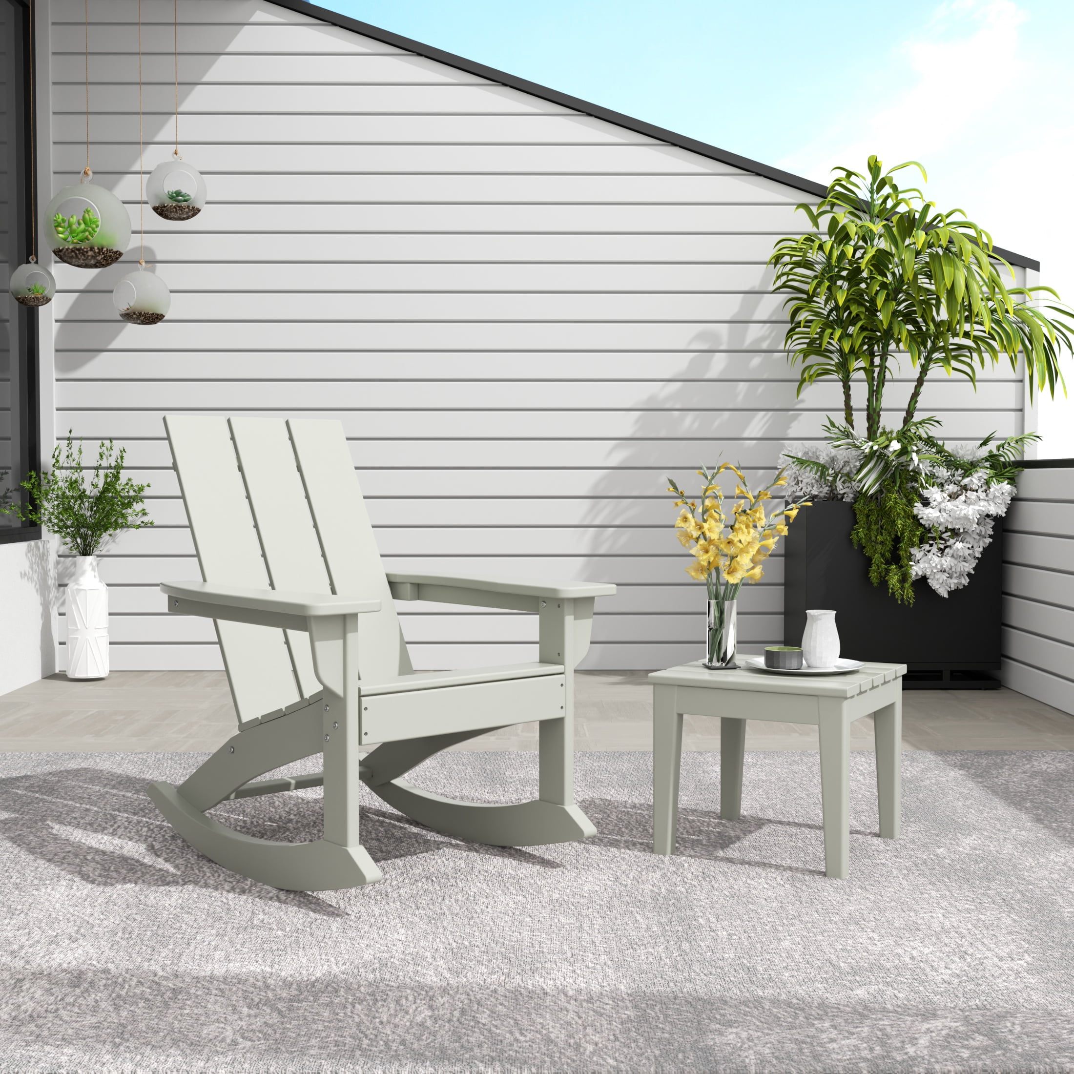 WestinTrends Ashore 2 Piece Patio Rocking Chair Set, All Weather Poly ...