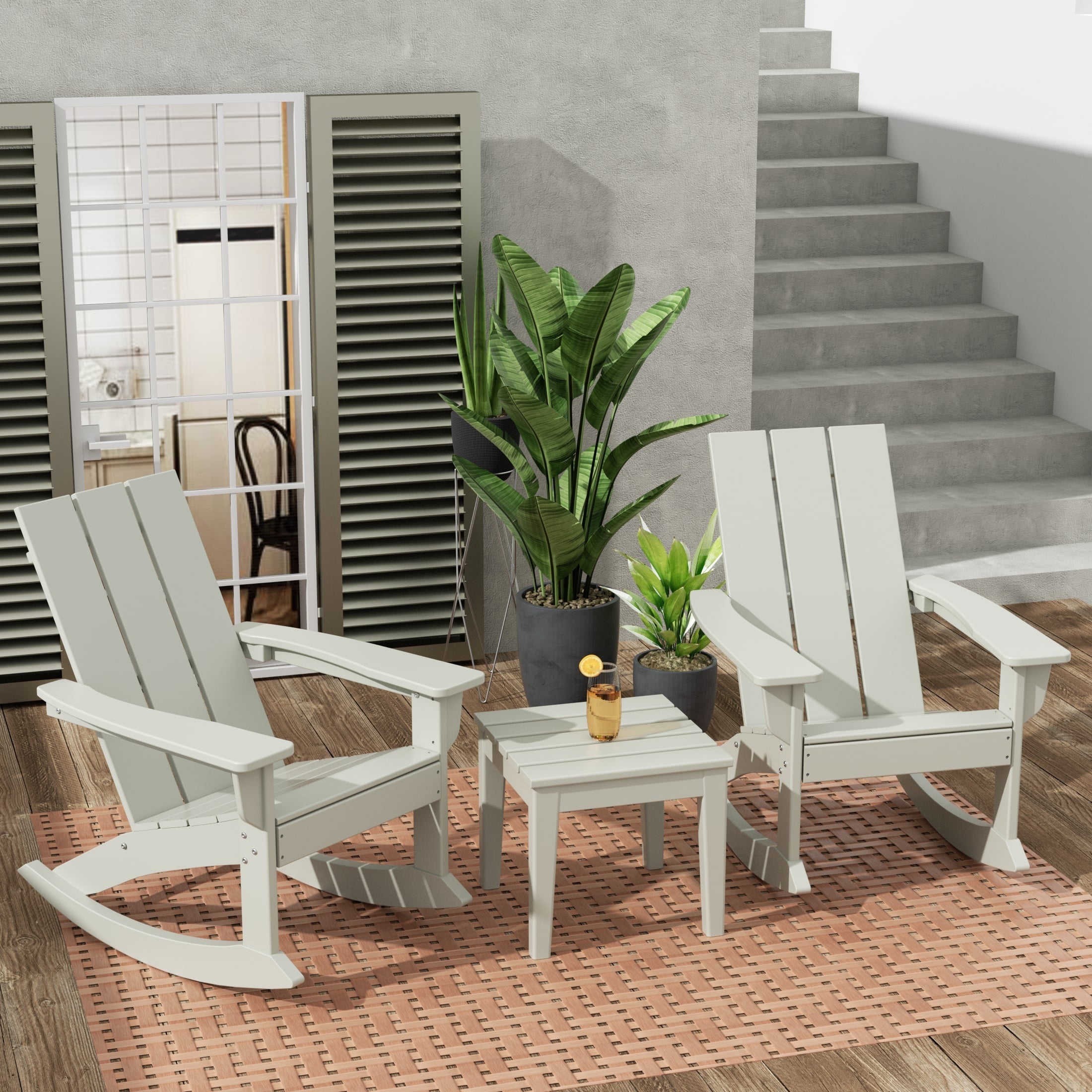 WestinTrends Outdoor 3 Piece Patio Rocking Chair Set, All Weather ...