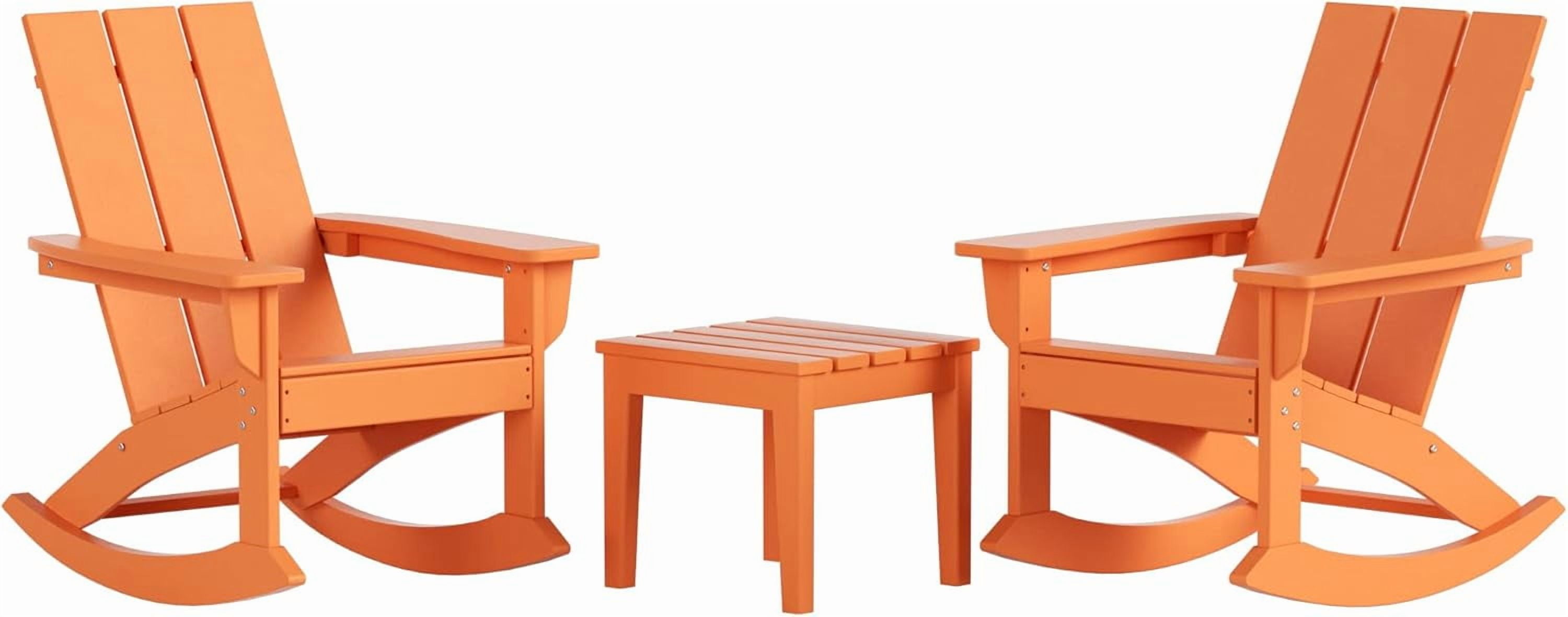 WestinTrends Ashore 3 Piece Patio Rocking Chair Set, All Weather Poly Lumber Adirondack Rocker ...