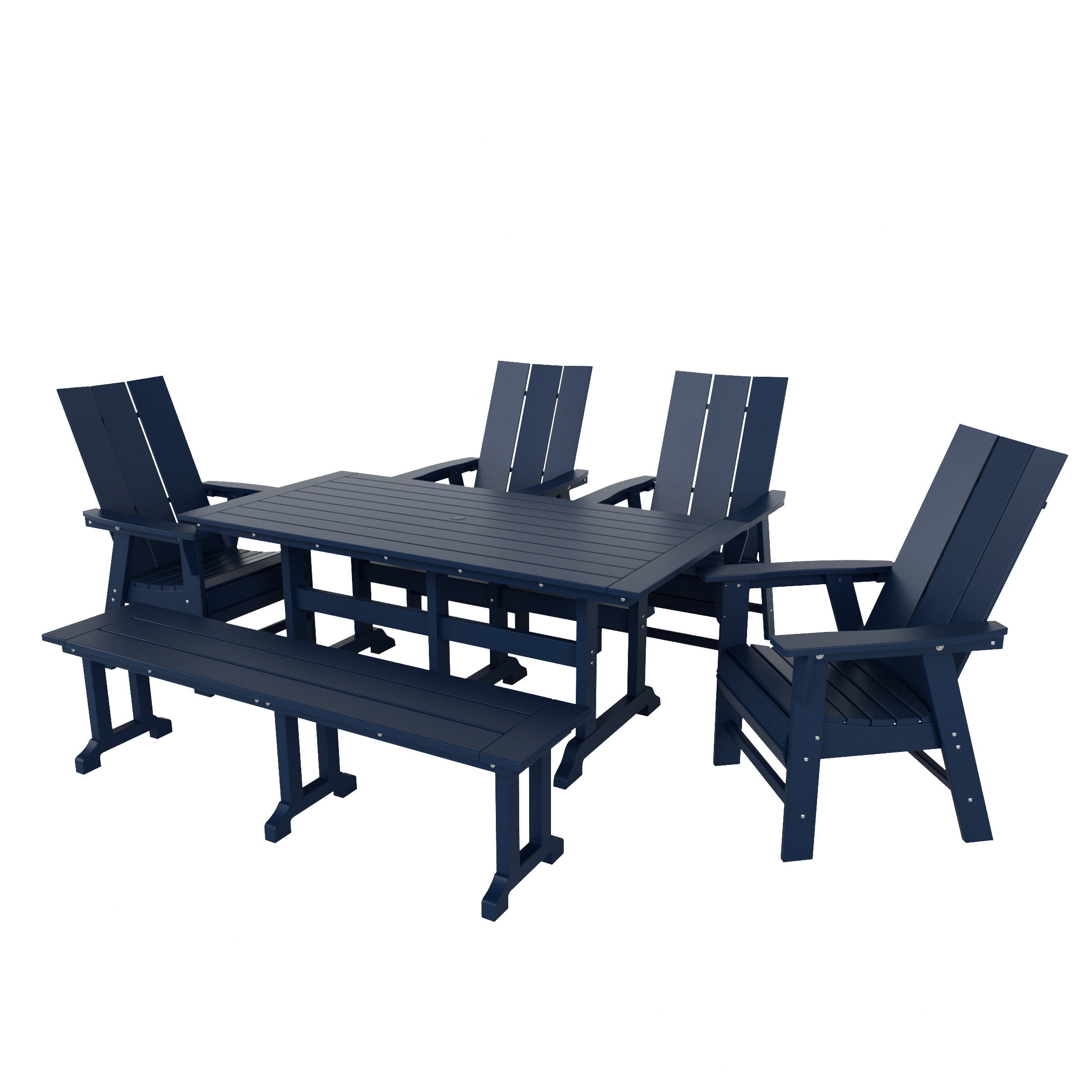 WestinTrends Ashore 6 Pieces Adirondack Patio Dining Set with Bench ...