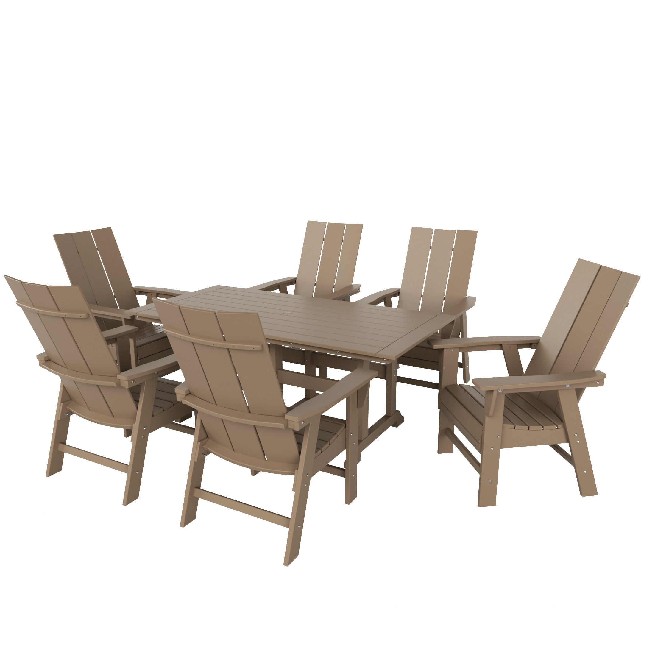 WestinTrends Ashore 7 Pieces Adirondack Outdoor Dining Set, All Weather ...