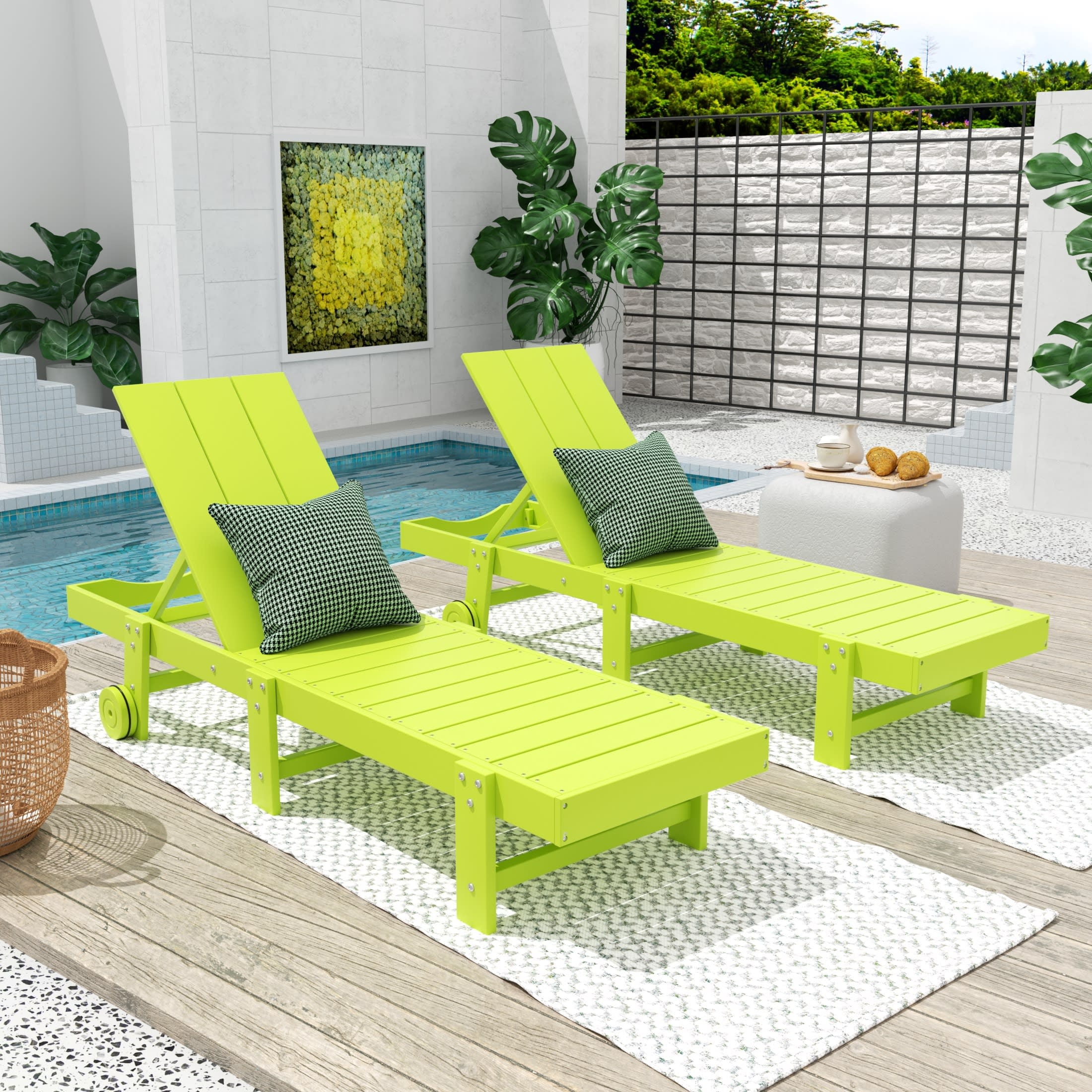 WestinTrends Ashore Modern Poly Reclining Chaise Lounge With Wheels ...