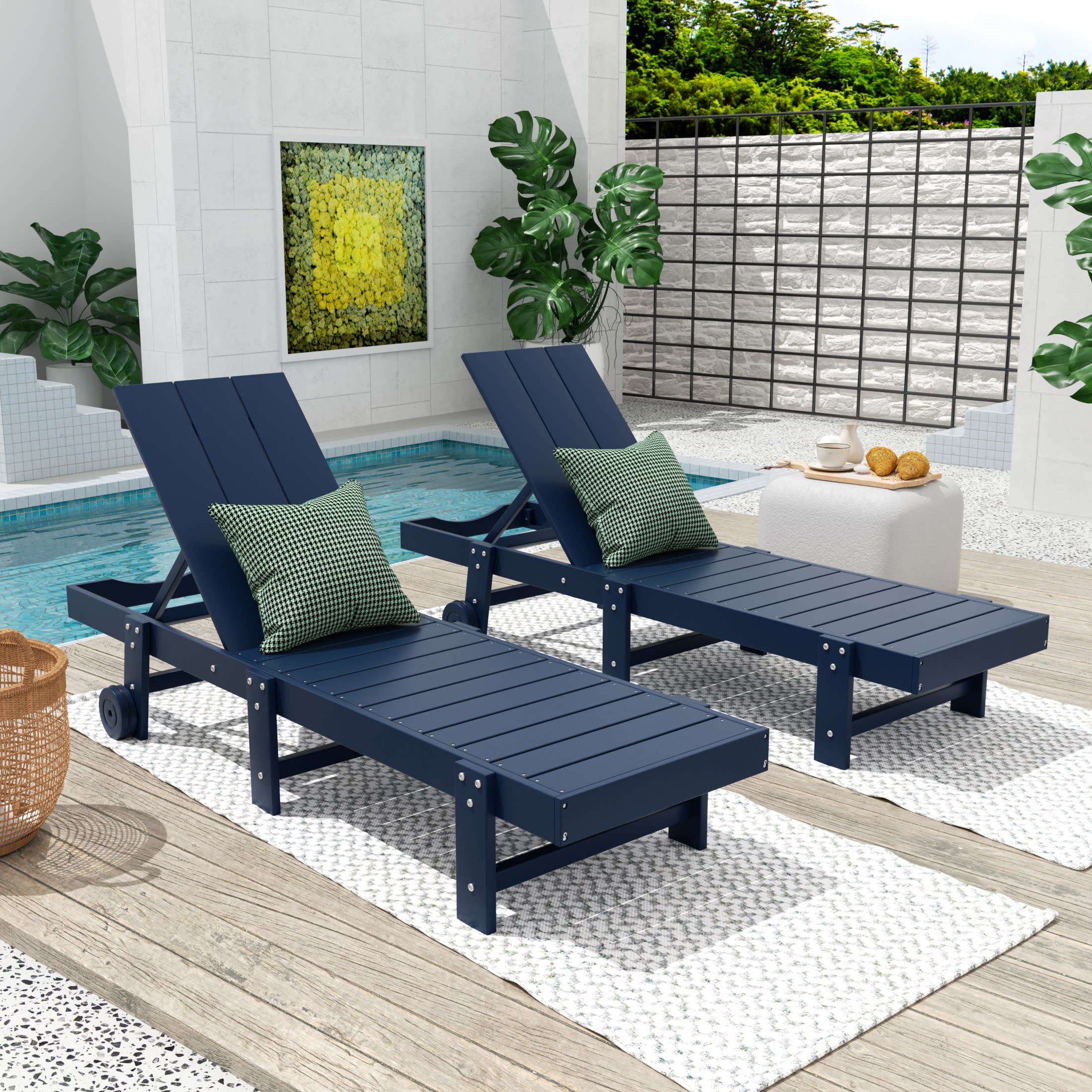 WestinTrends Ashore Modern Poly Reclining Chaise Lounge With Wheels ...
