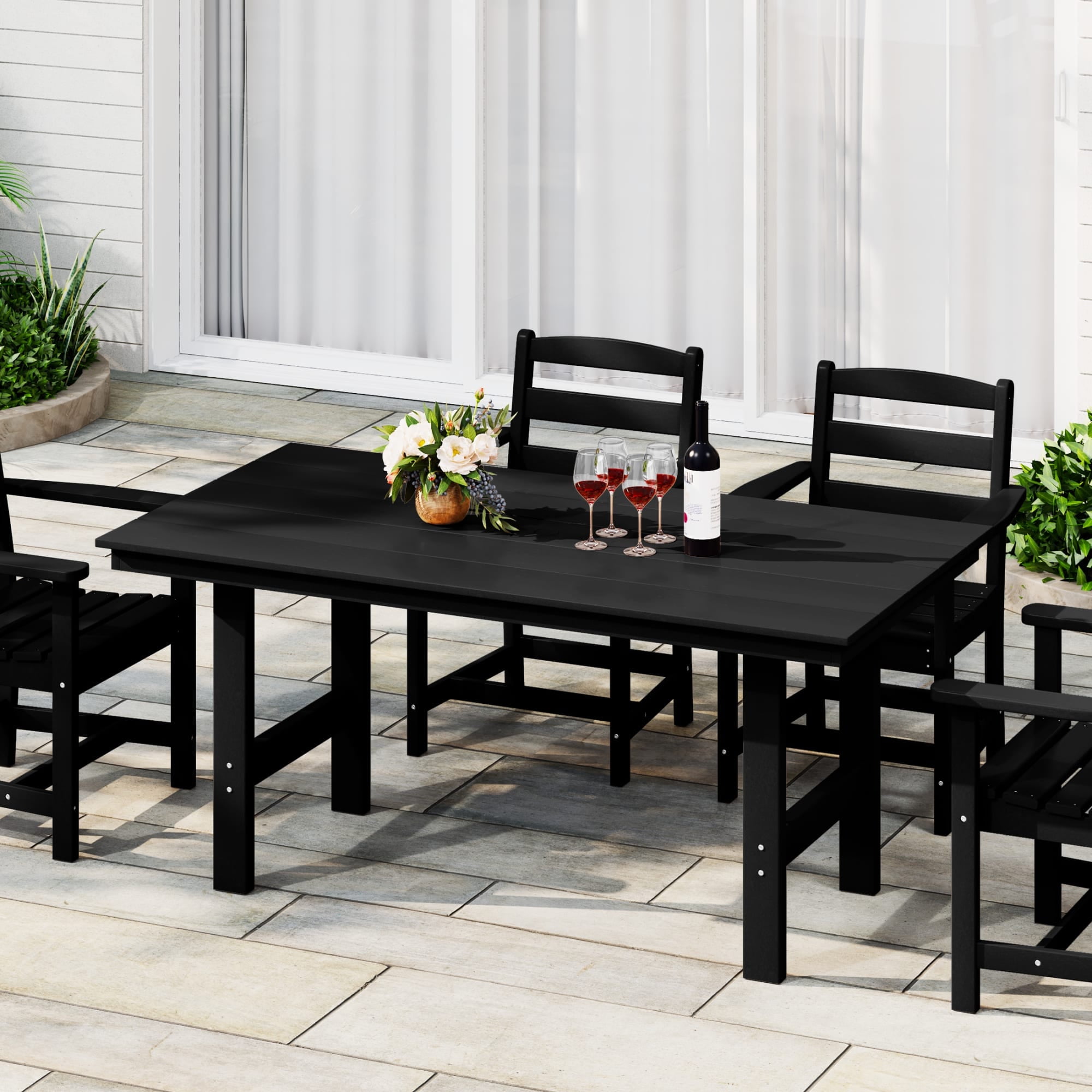 WestinTrends Ashore Outdoor Modern HDPE 66" Wide Rectangle Patio Dining ...