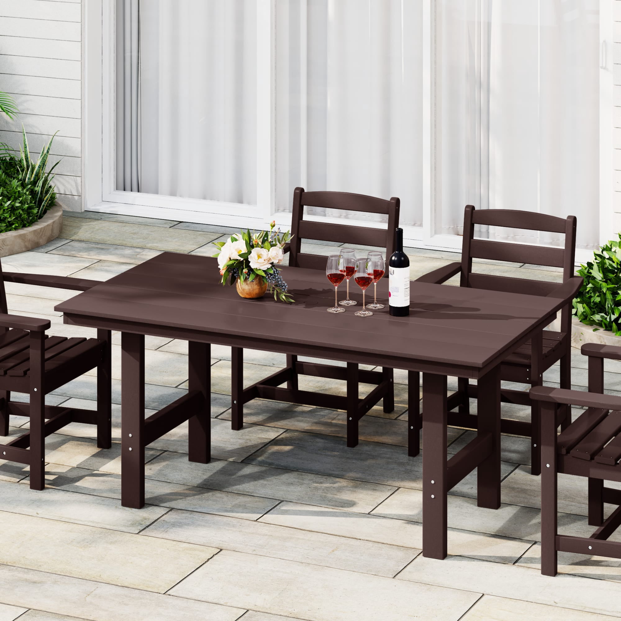 WestinTrends Ashore 66″ All-Weather Poly Lumber Rectangle Dining Table ...