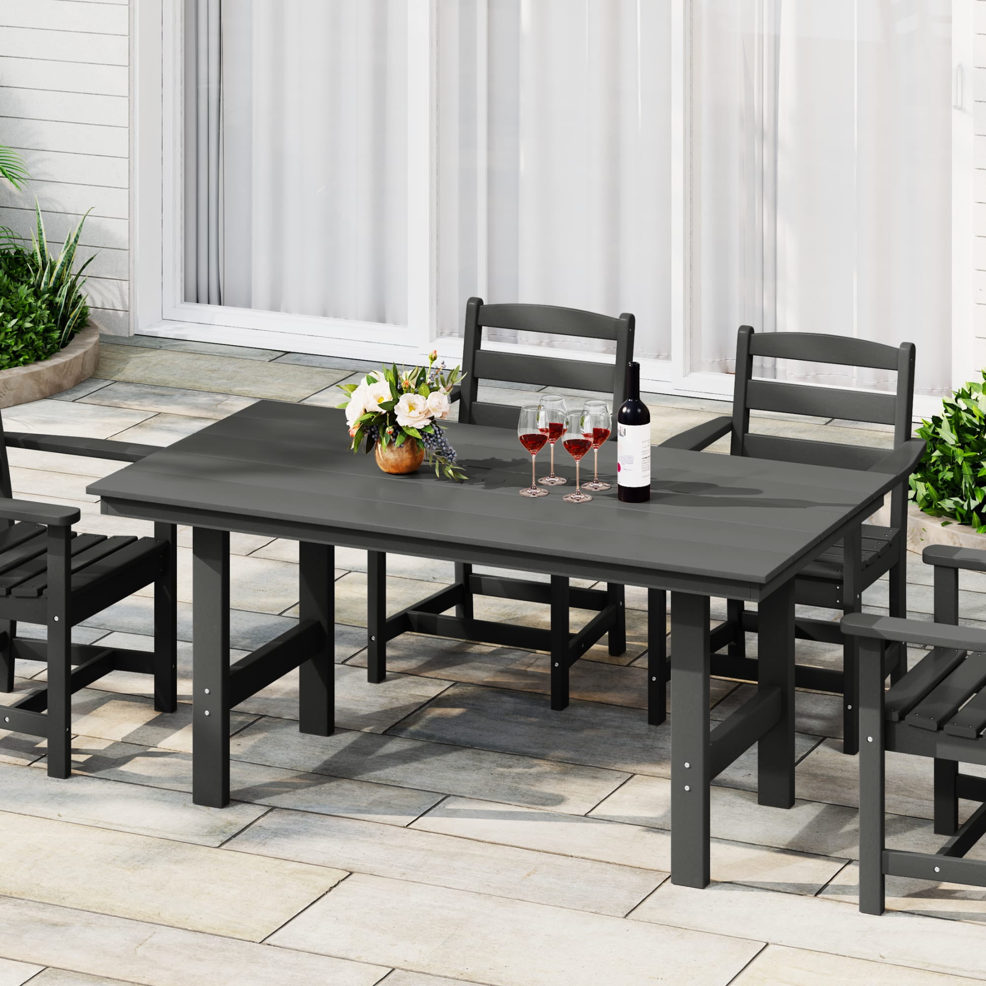 WestinTrends Ashore 66″ All-Weather Poly Lumber Rectangle Dining Table ...