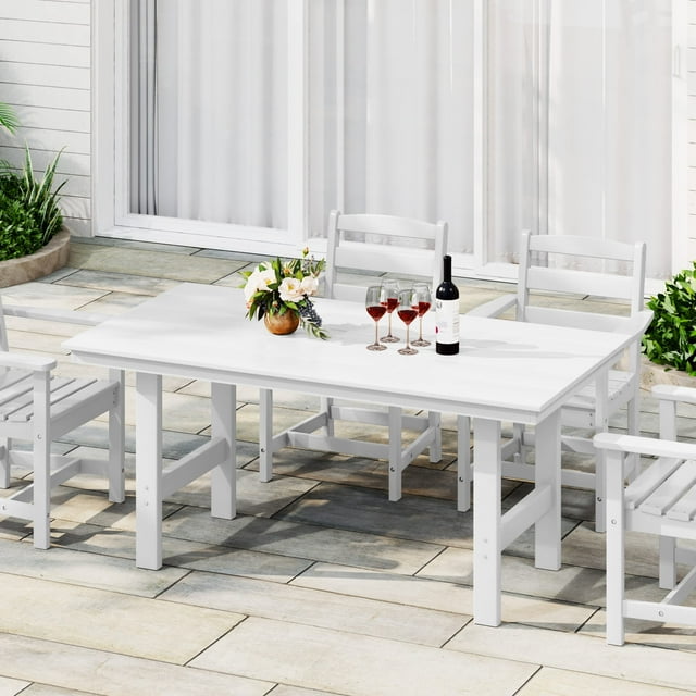 WestinTrends Ashore Outdoor Modern HDPE 66" Wide Rectangle Patio Dining ...