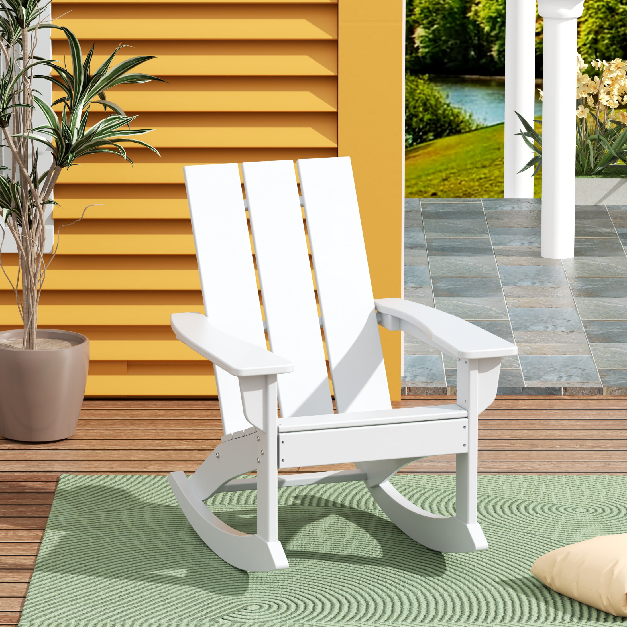 Westintrends Ashore Patio Rocking Chair All Weather Poly Lumber Plank