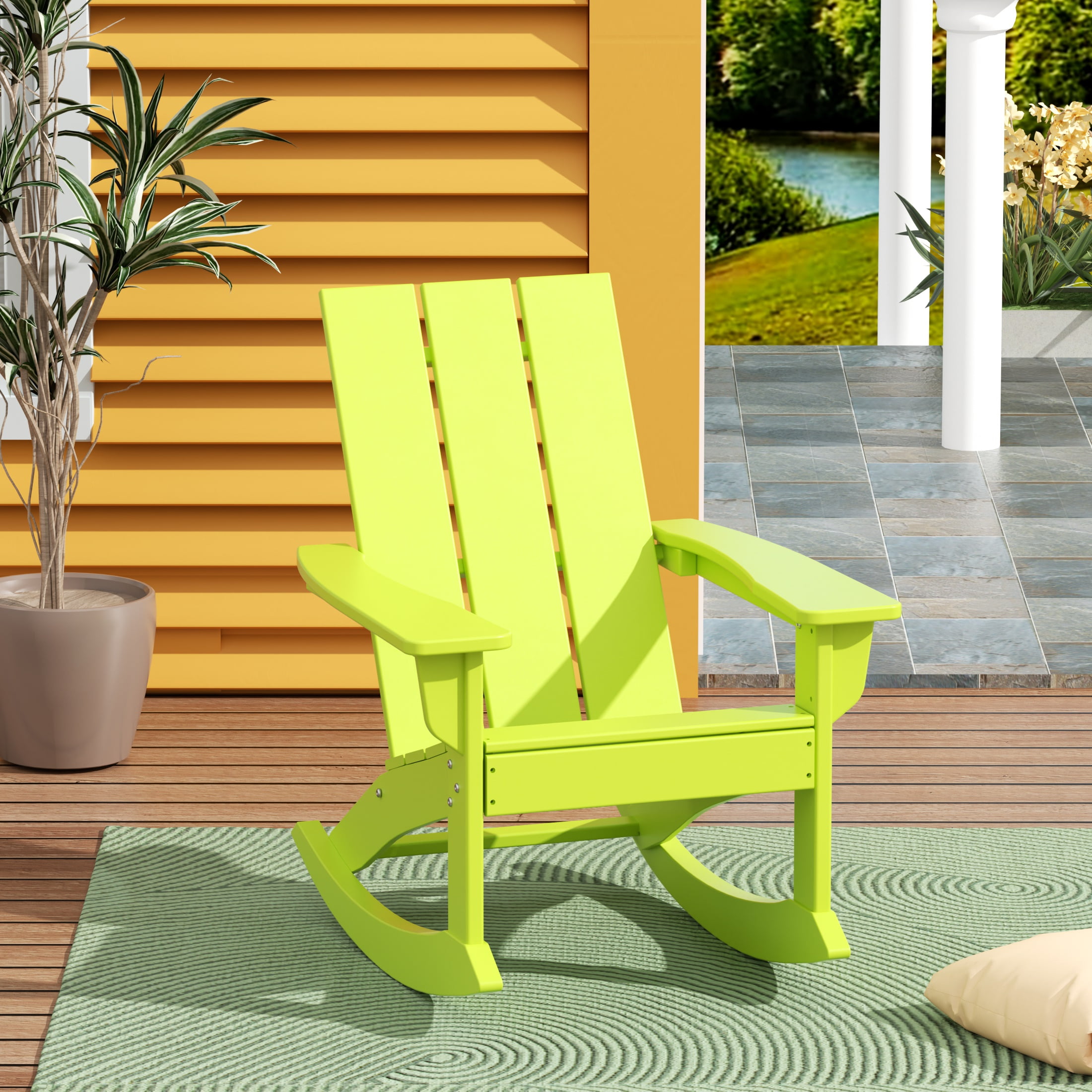 WestinTrends Ashore Patio Rocking Chair, All Weather Poly Lumber Plank ...