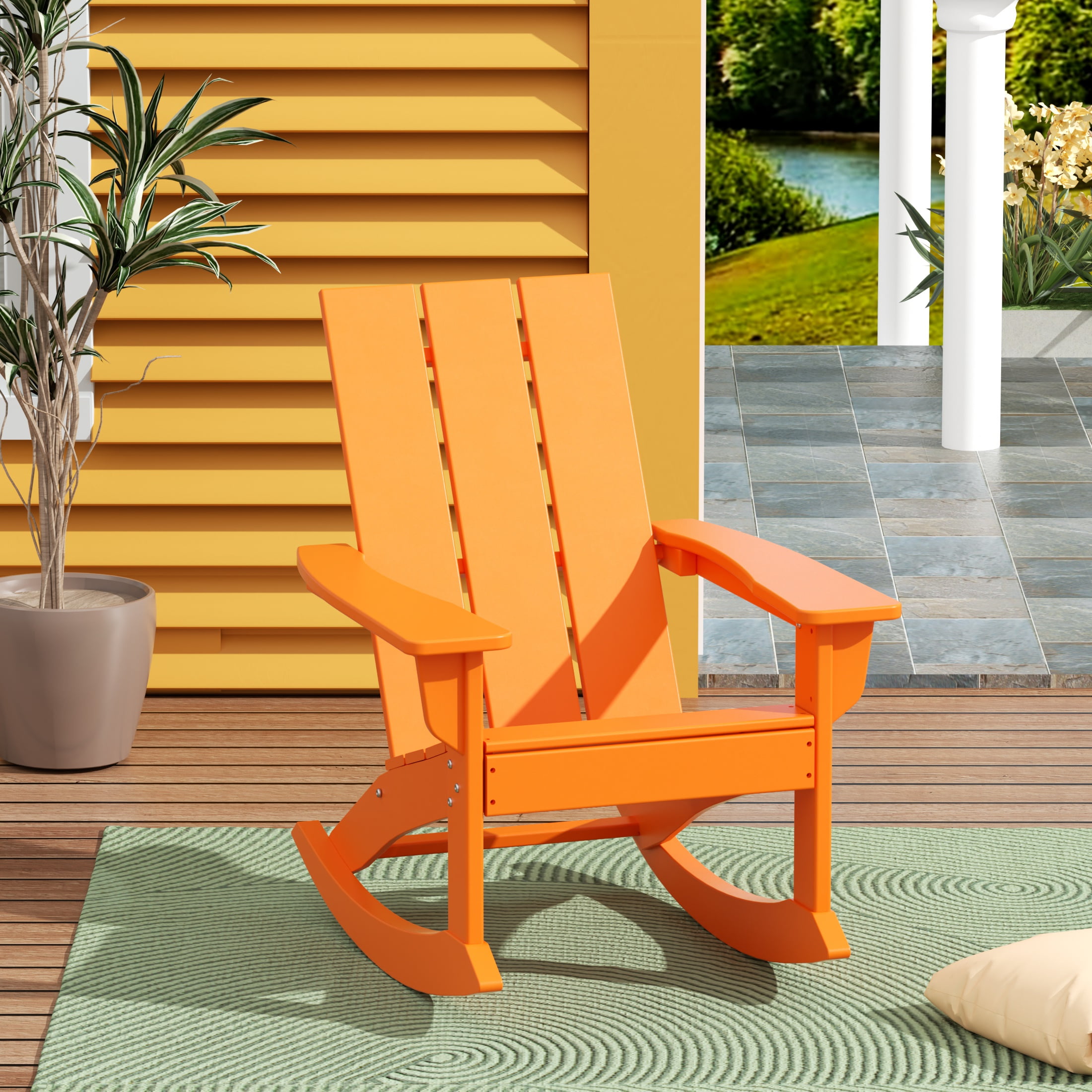WestinTrends Ashore Patio Rocking Chair, All Weather Poly Lumber Plank ...